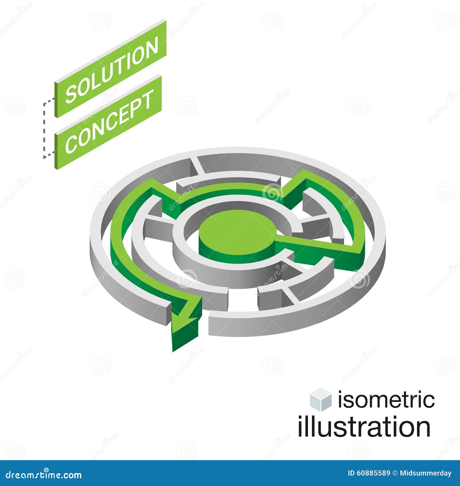 Isometric Maze, Labyrinth Solution Concept. Vector Illustration Stock ...