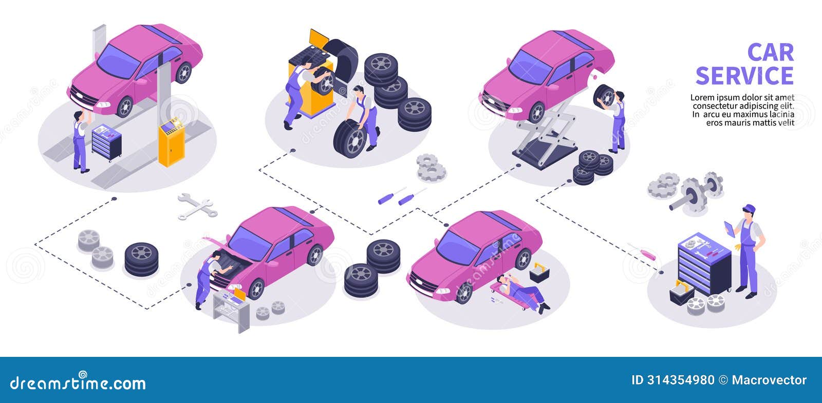 Isometric Mechanic Flowchart Template Stock Illustration - Illustration ...