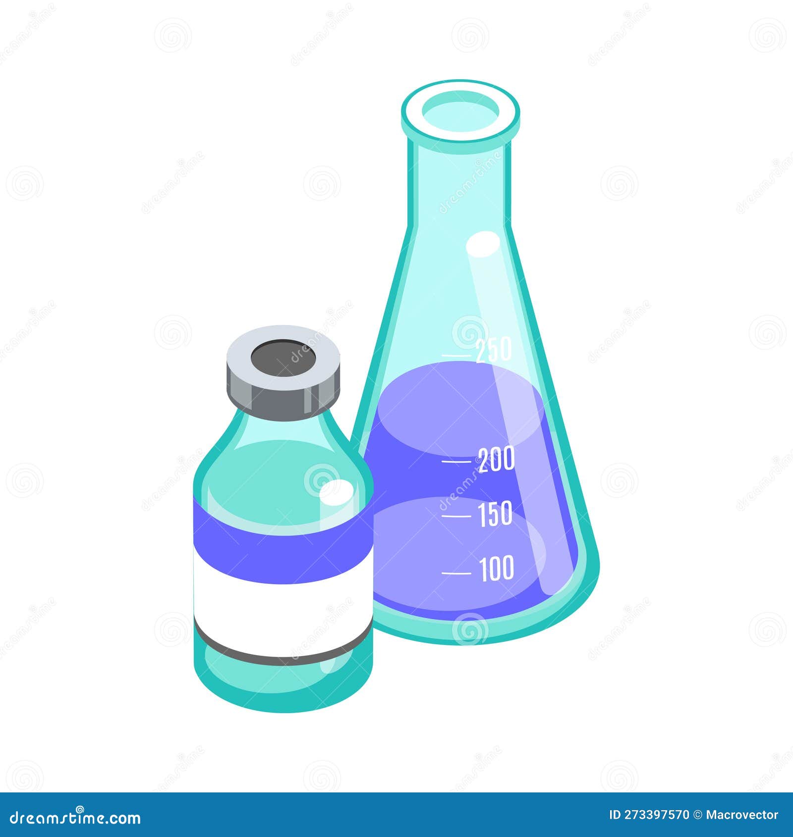 Isometric Medical Flask stock vector. Illustration of reaction - 273397570