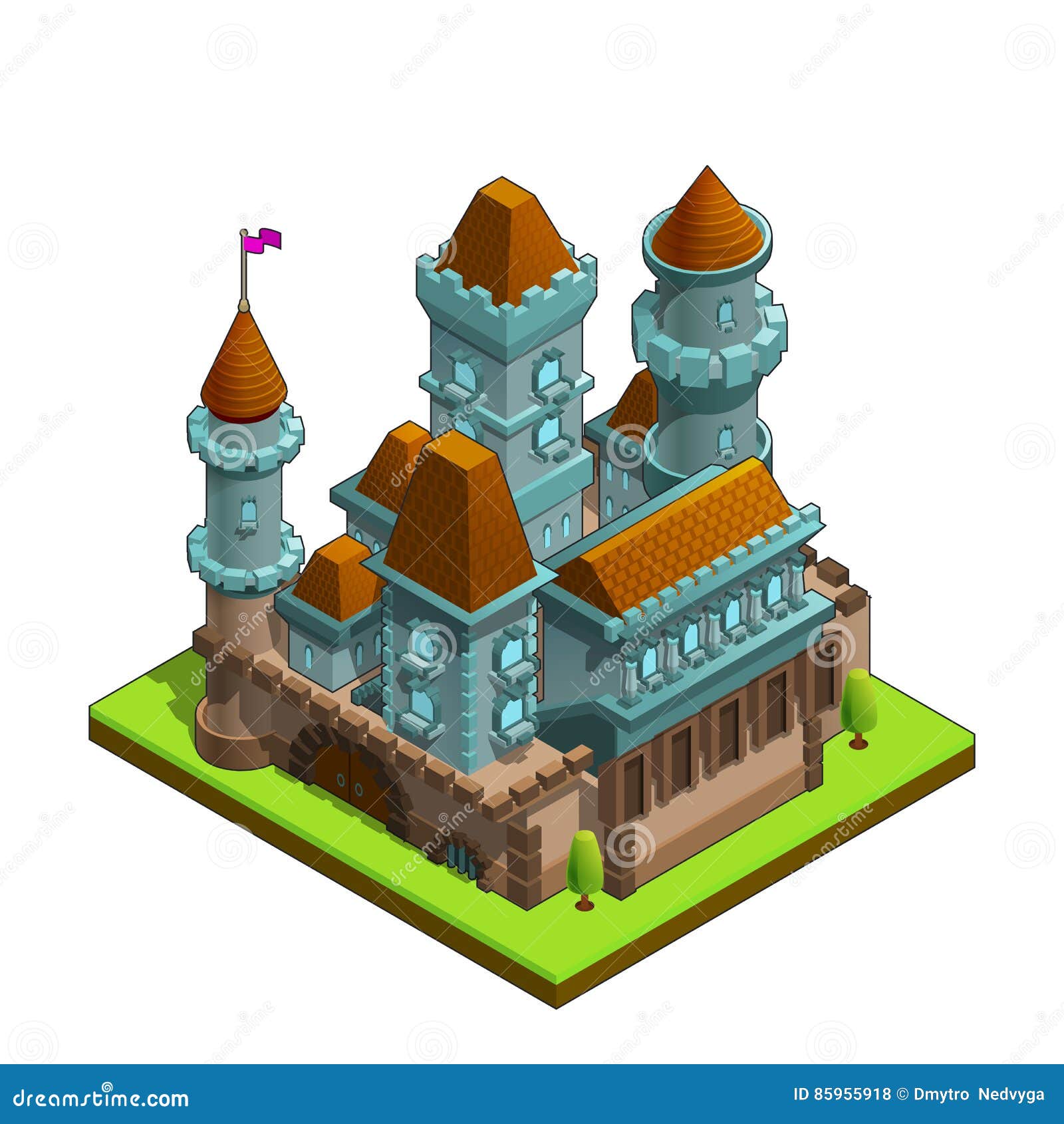 Isometric Medieval Magic Tower Defense For Game Isolated On White ...