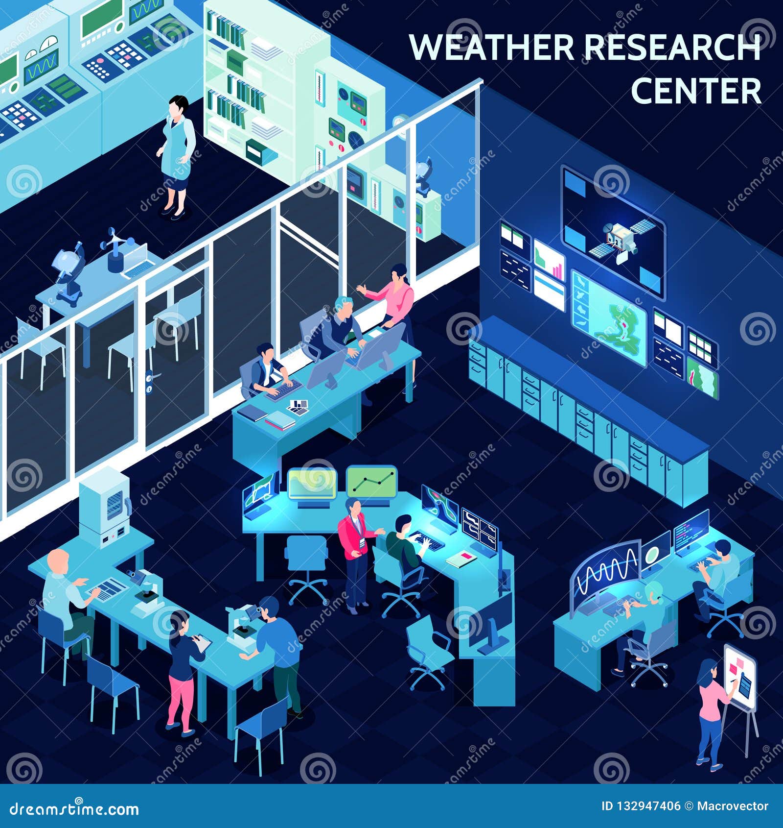 Isometric Meteorological Weather Center Composition Stock Vector ...