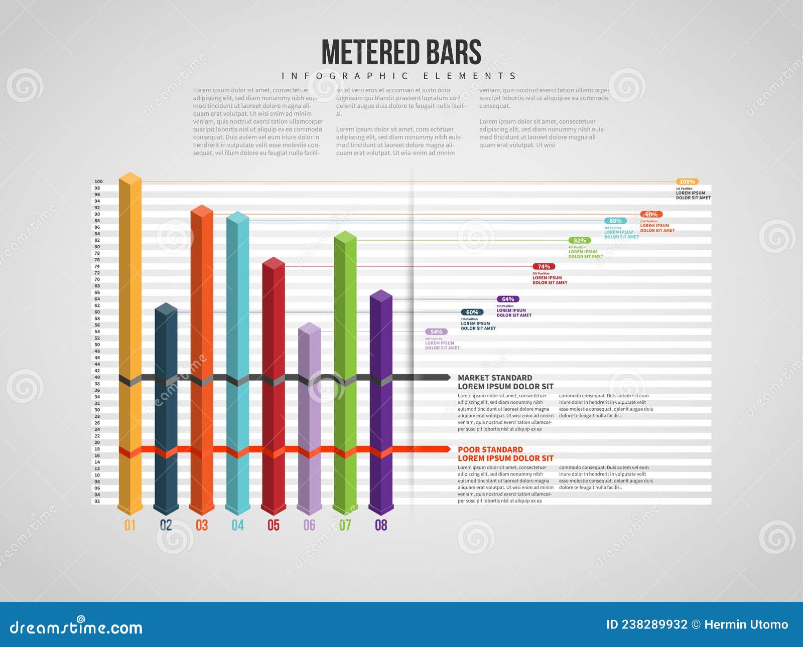 Isometric Metered Bars Infographic Stock Vector - Illustration of chart ...