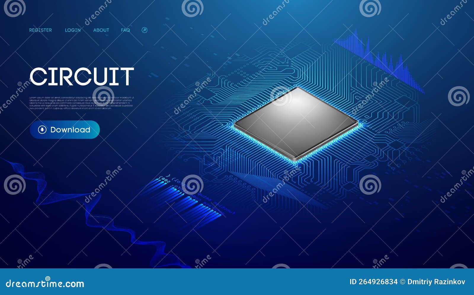 Isometric Microchip Artificial Intelligence. Big Data Semiconductor ...