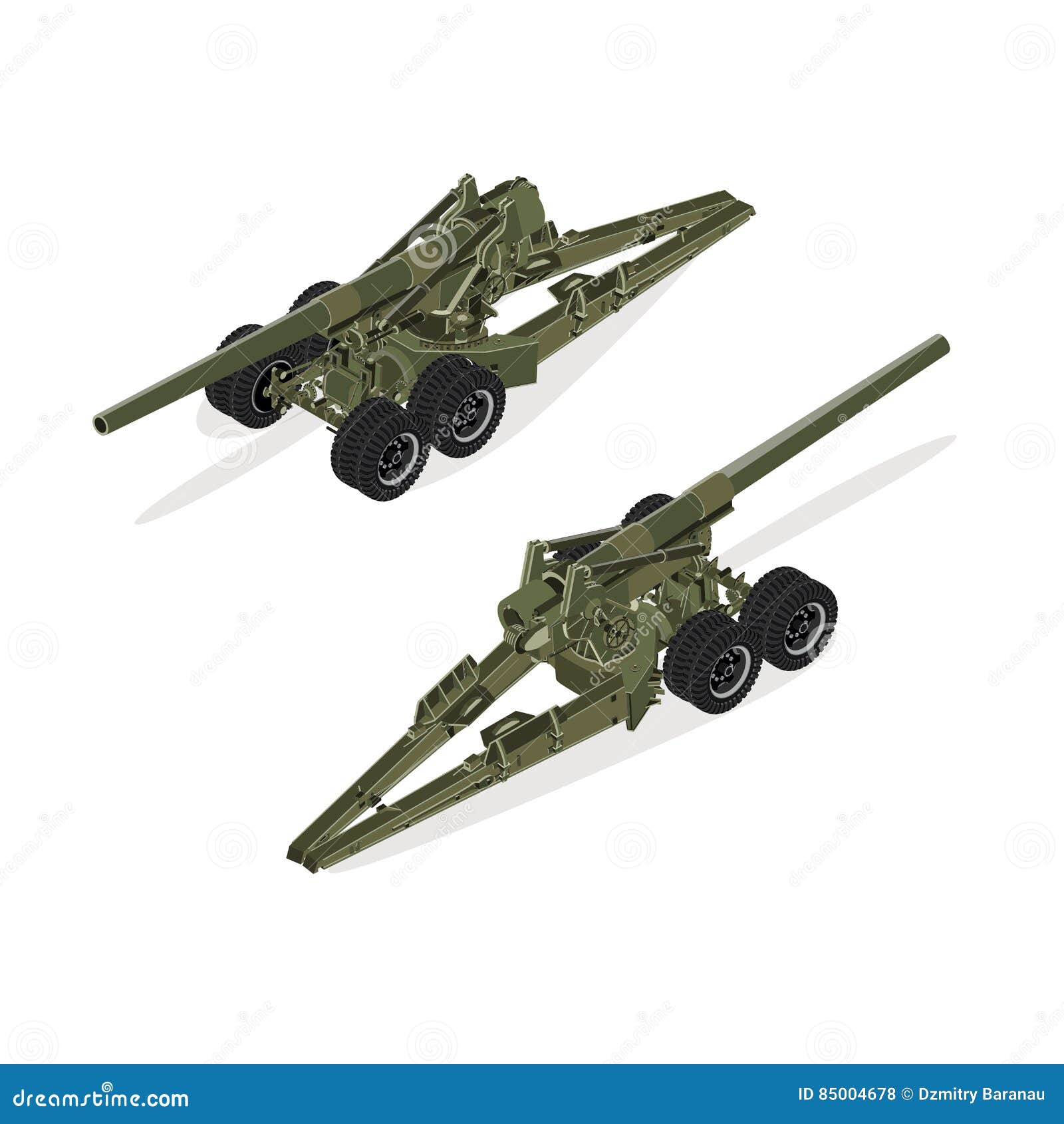 Isometric Military Artillery Vector Illustration. Stock Vector ...