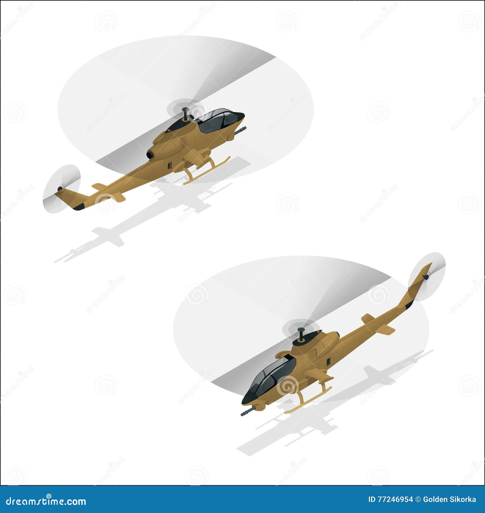 Isometric Military Helicopter or Army Helicopter Landing. Stock Vector ...