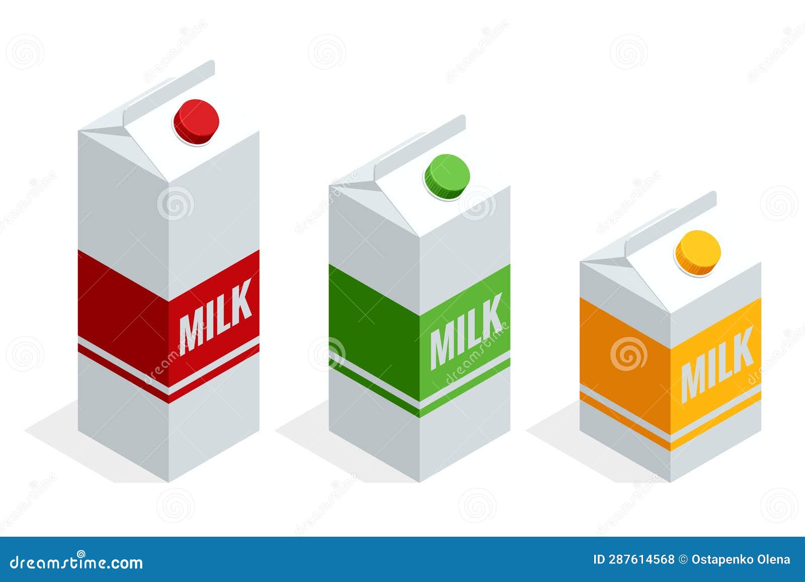 Isometric Milk Boxes Set. Milk Pack Mock-up. Natural Dairy Product. the ...