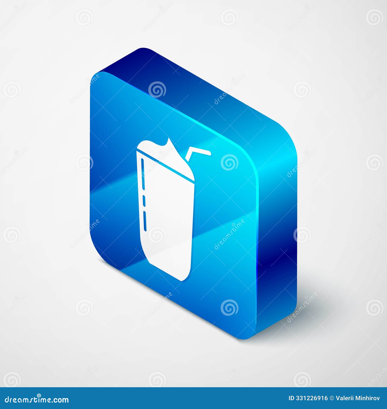 Isometric Milkshake Icon Isolated On Blue Background. Plastic Cup With ...