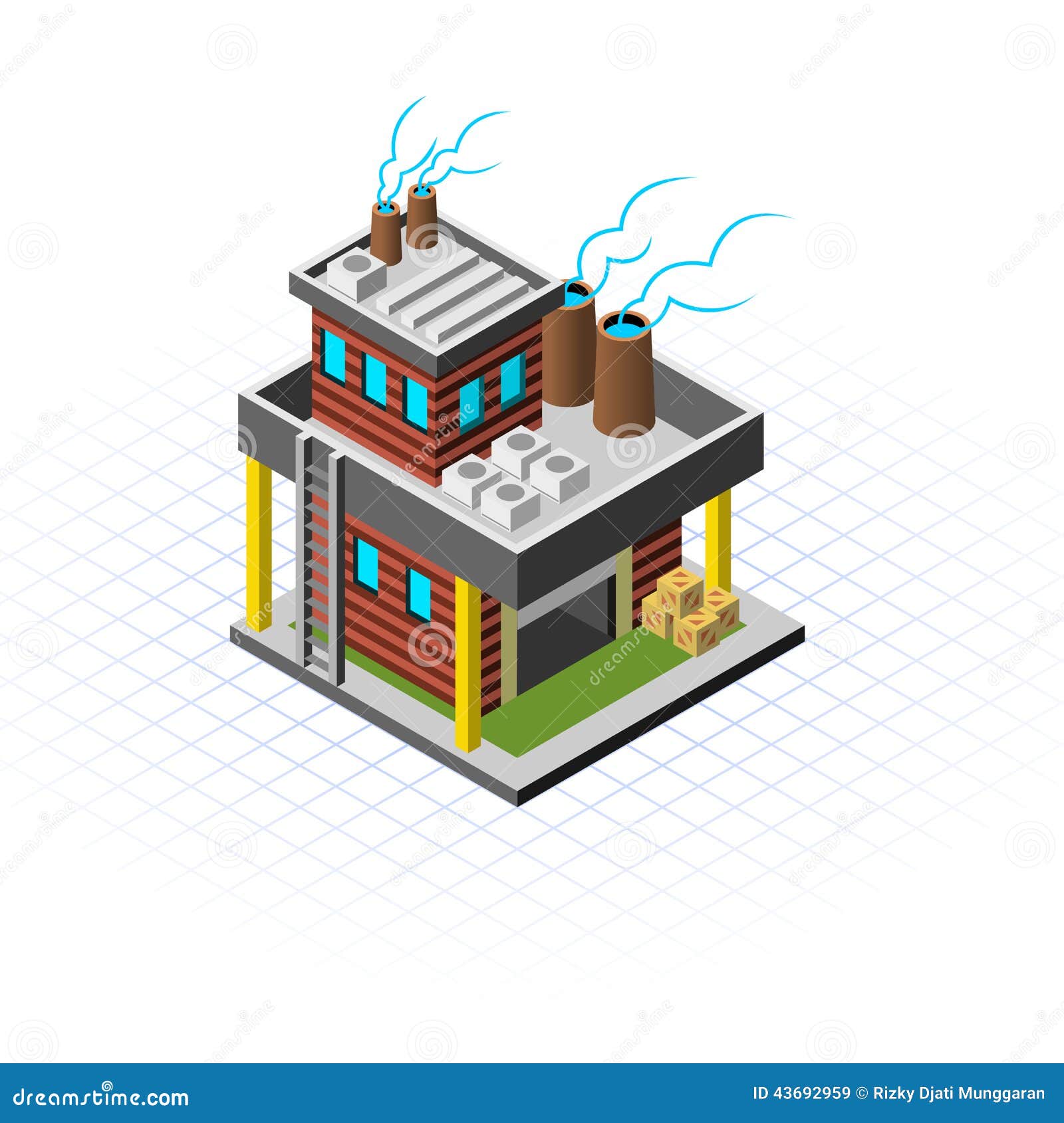 Isometric Mini Factory Vector Illustration Stock Vector - Illustration ...