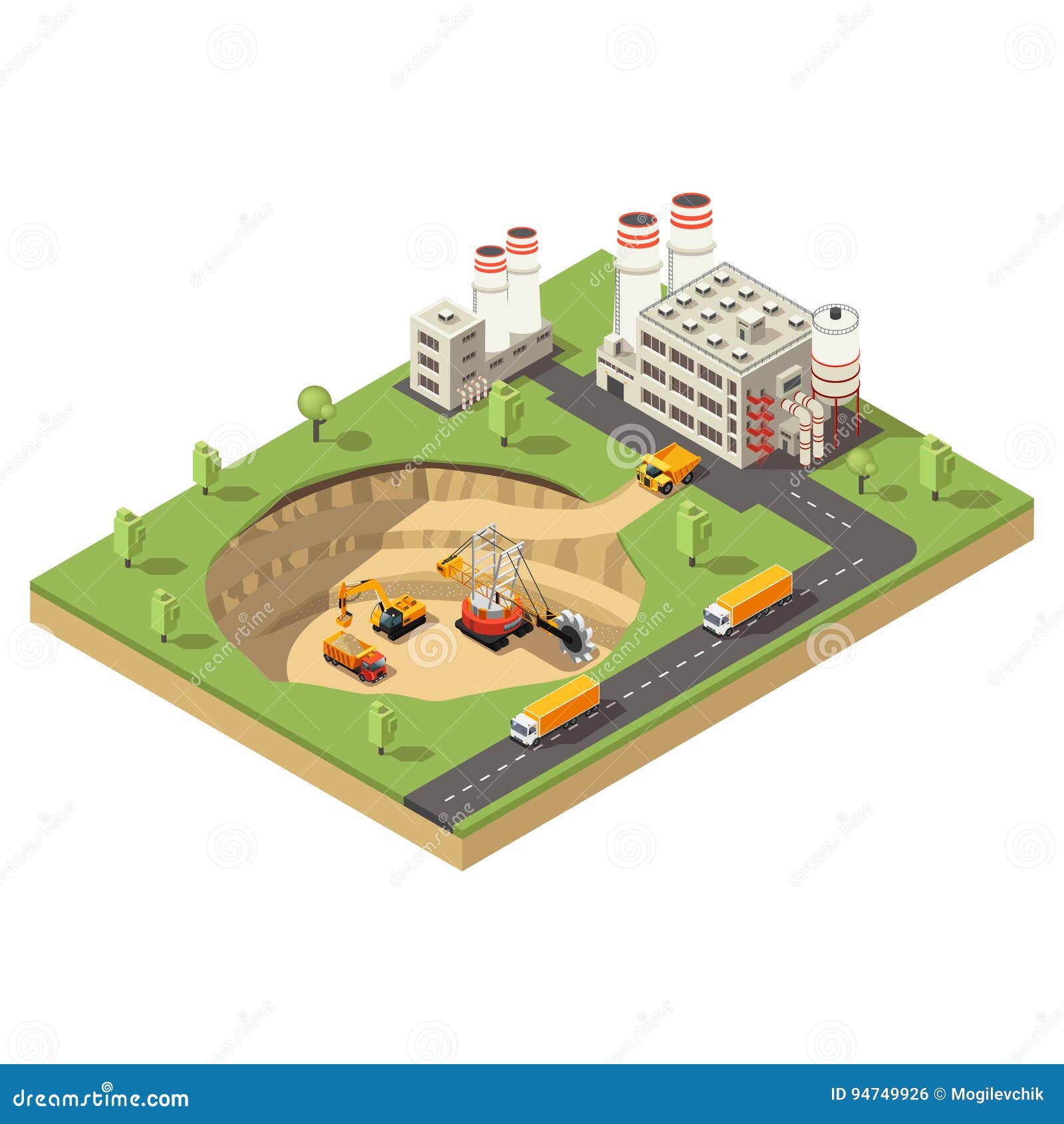 Isometric Mining Industry Template Stock Vector - Illustration of ...