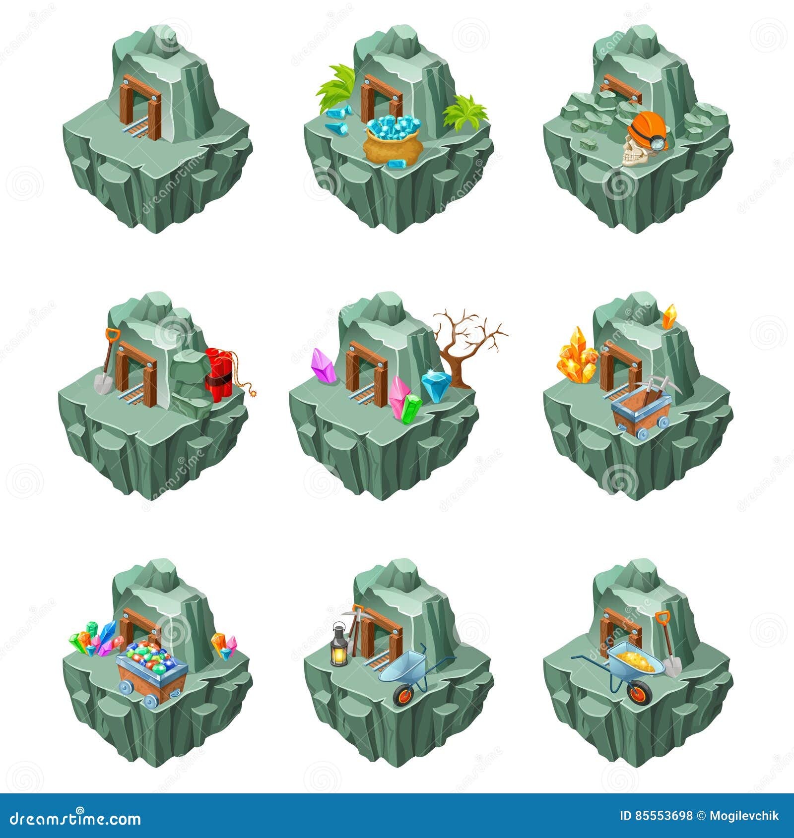 Isometric Mining Quarry, Mine With Large Quarry Dump Truck And Bucket ...