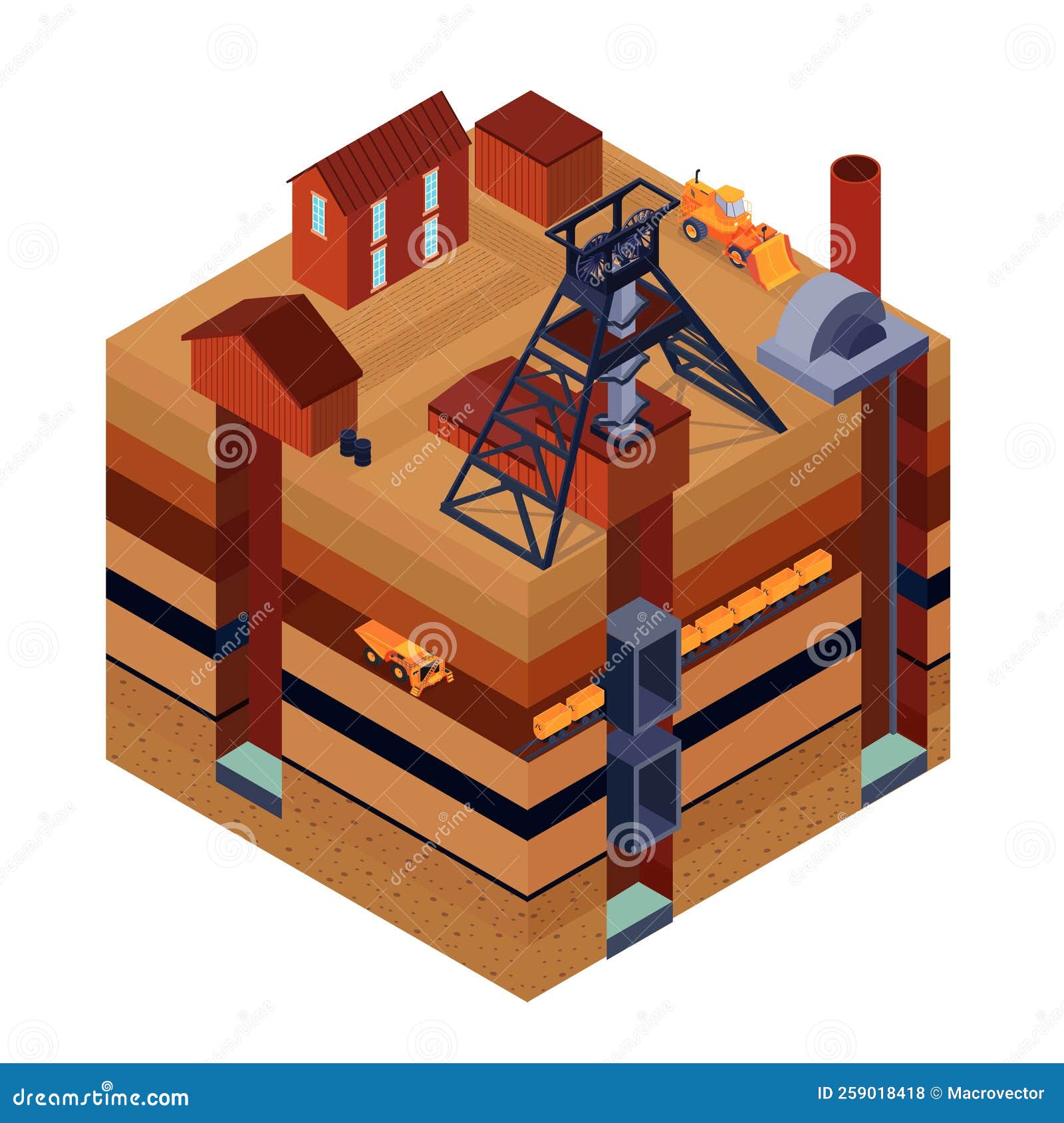 Isometric Mining Layers Composition Stock Vector - Illustration of ...