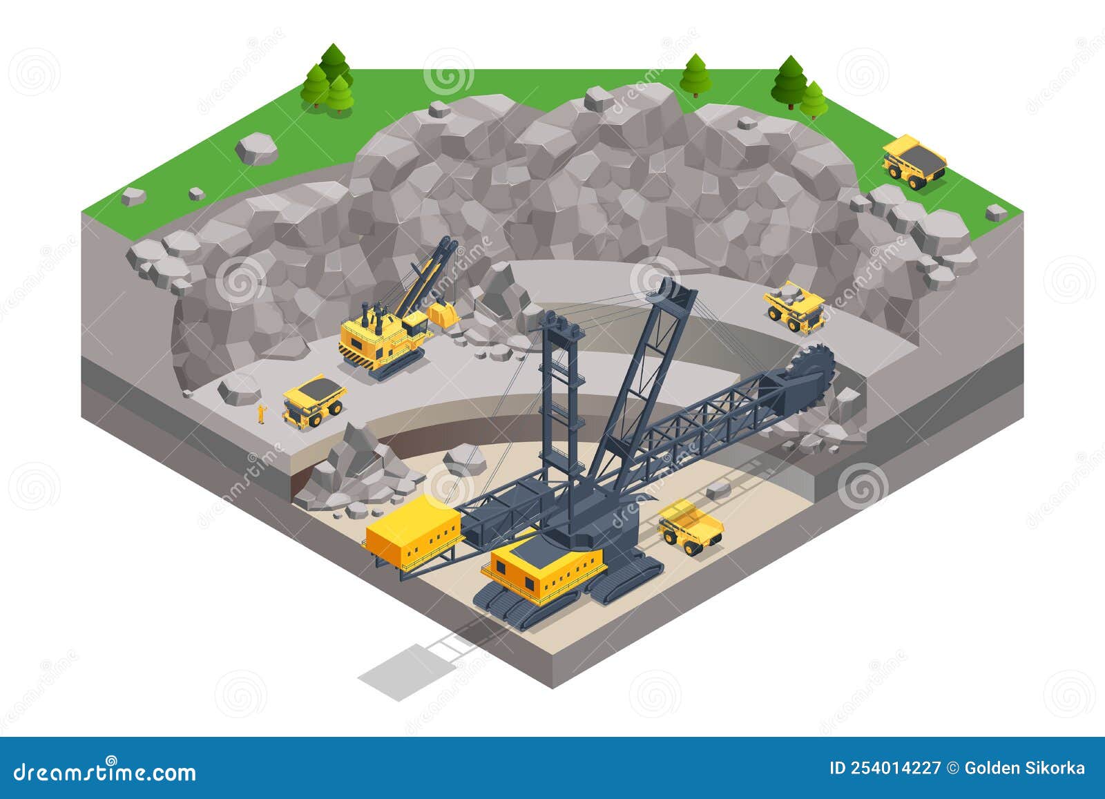 Isometric Mining Quarry, Mine With Large Quarry Dump Truck And Bucket ... Isometric Mining Quarry, Mine With Large Quarry Dump Truck And Bucket ...