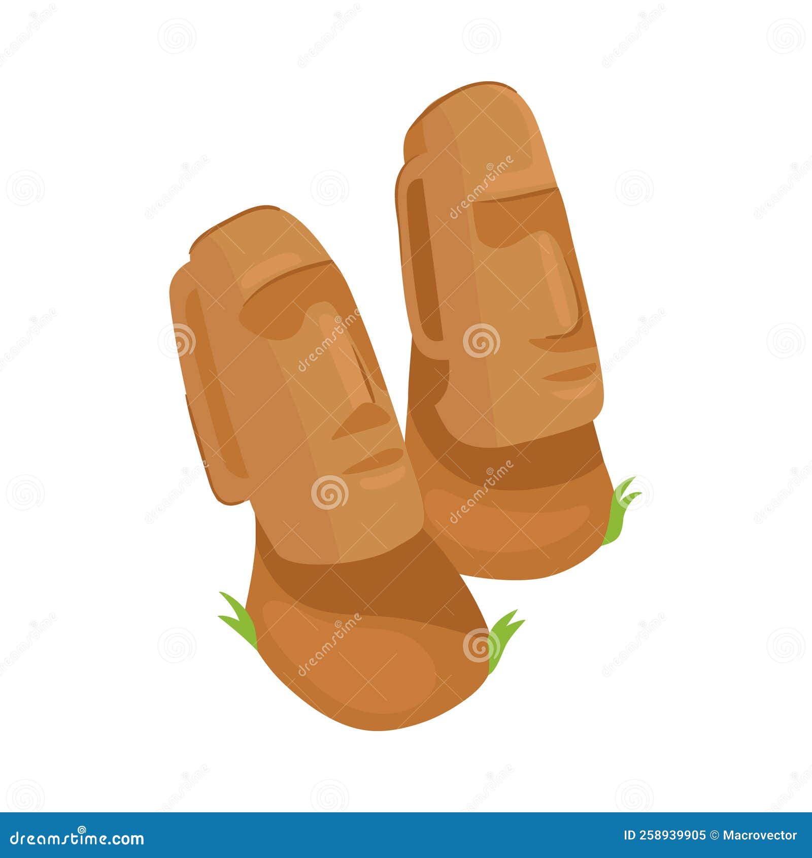 Isometric Moai Statues stock illustration. Illustration of element ...