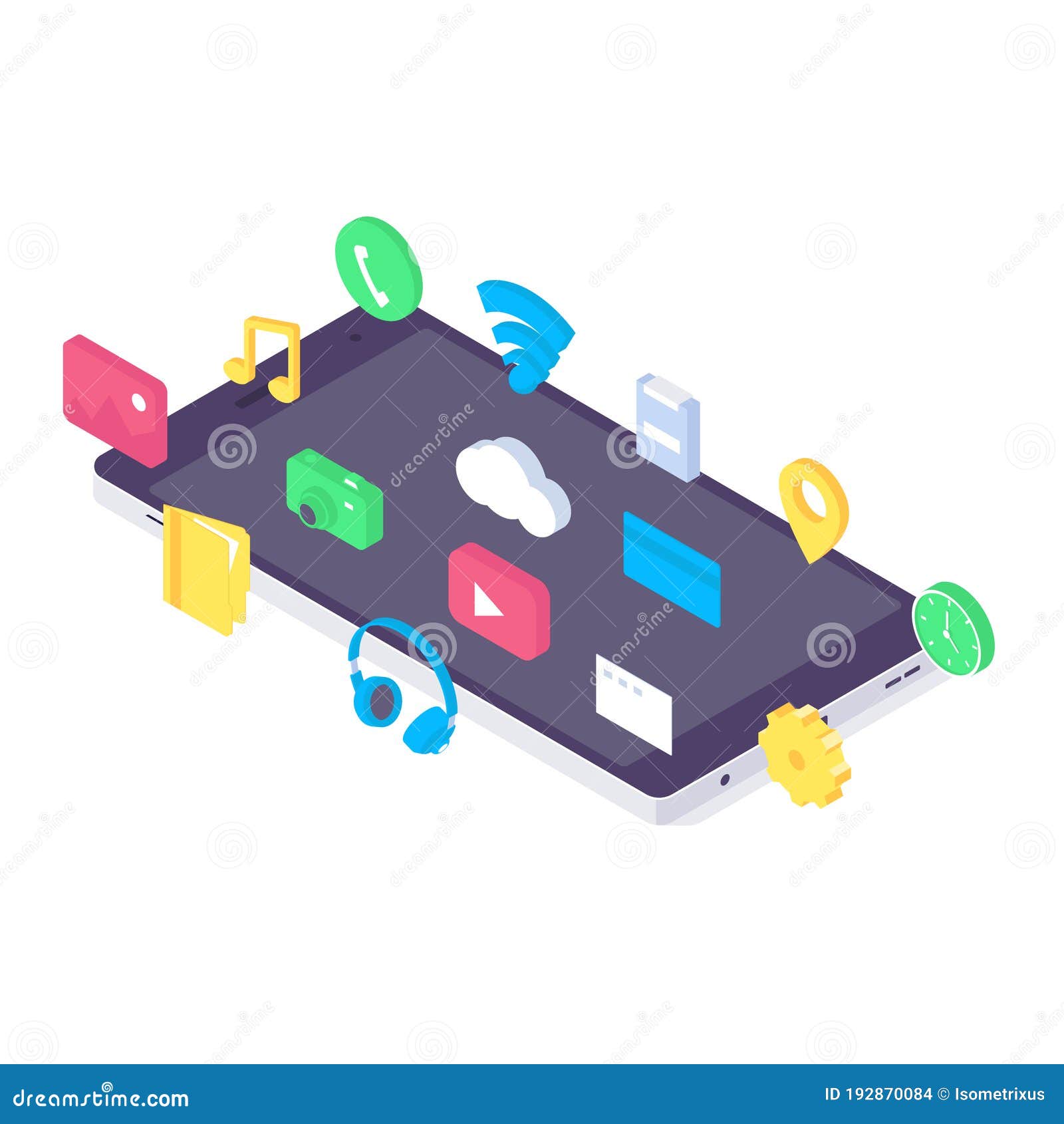 Isometric Mobile App Flat Application Design Media Interface Device ...