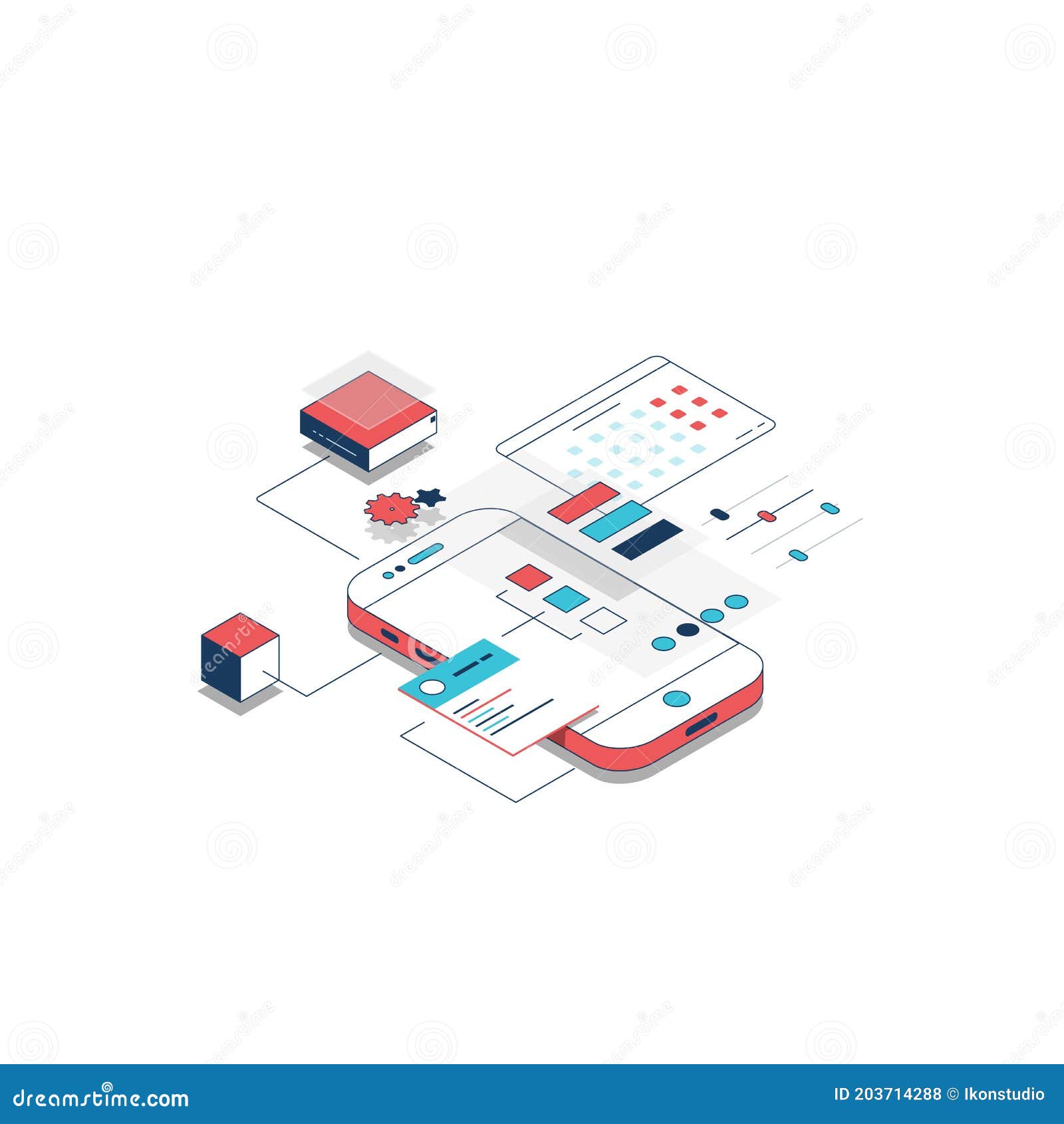 Mobile App Development Concept Banner With Characters. Can Use For Web ... Mobile App Development Concept Banner With Characters. Can Use For Web ...