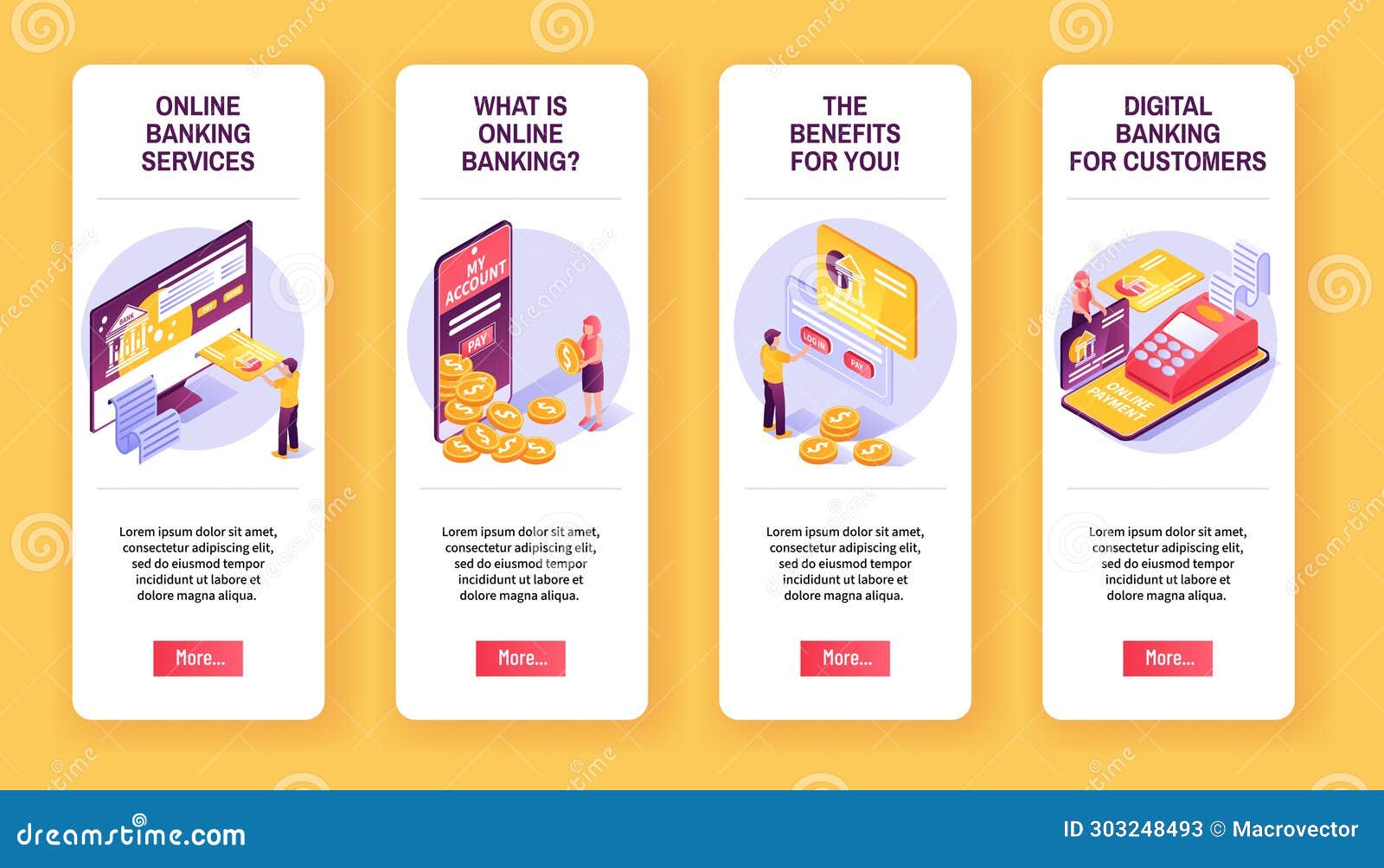 Banking Vertical Format A4 Leaflet Page Presentation Cartoon Vector ...