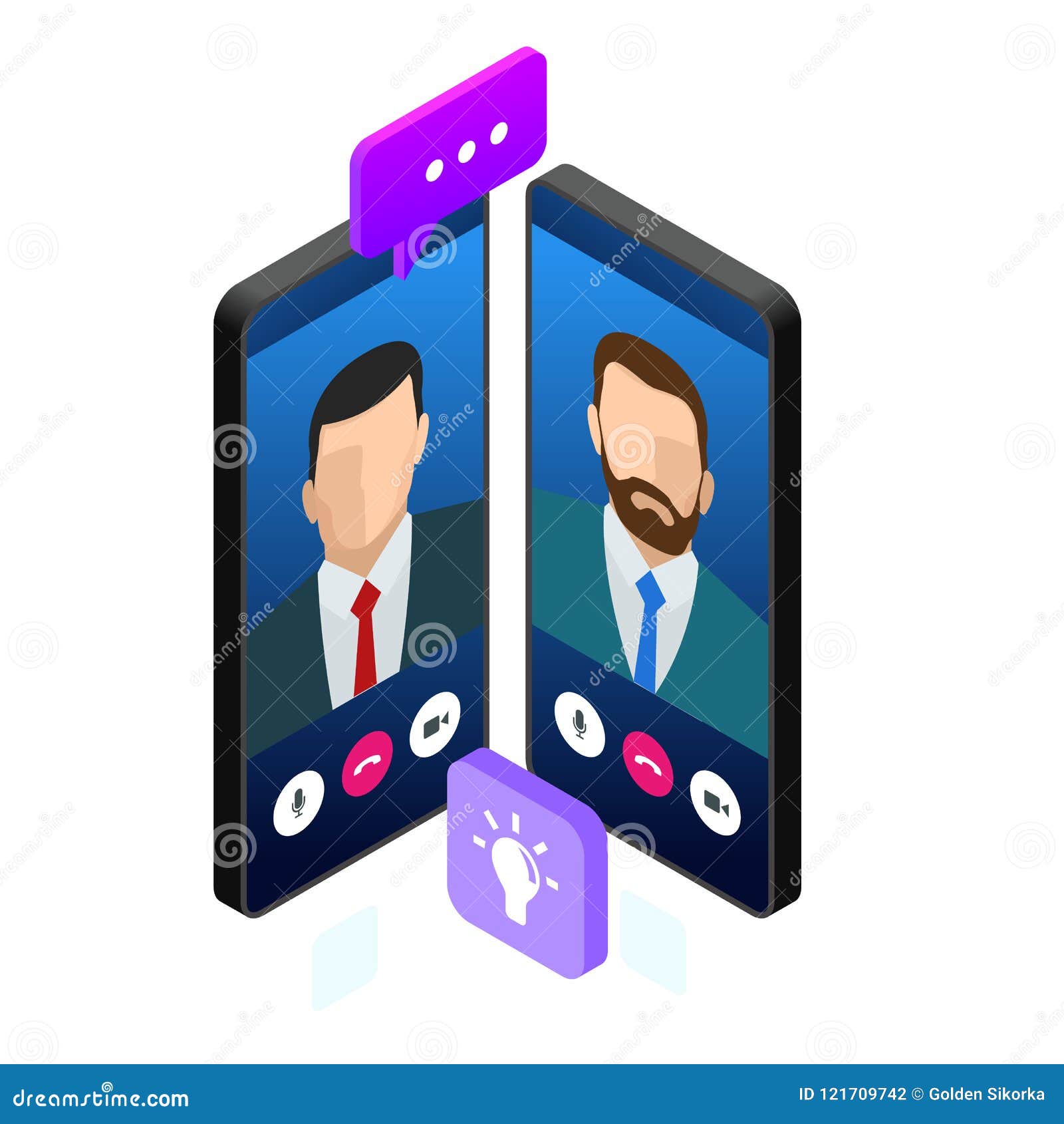 Isometric Mobile Messenger Chat, Online Conversation with Texting ...