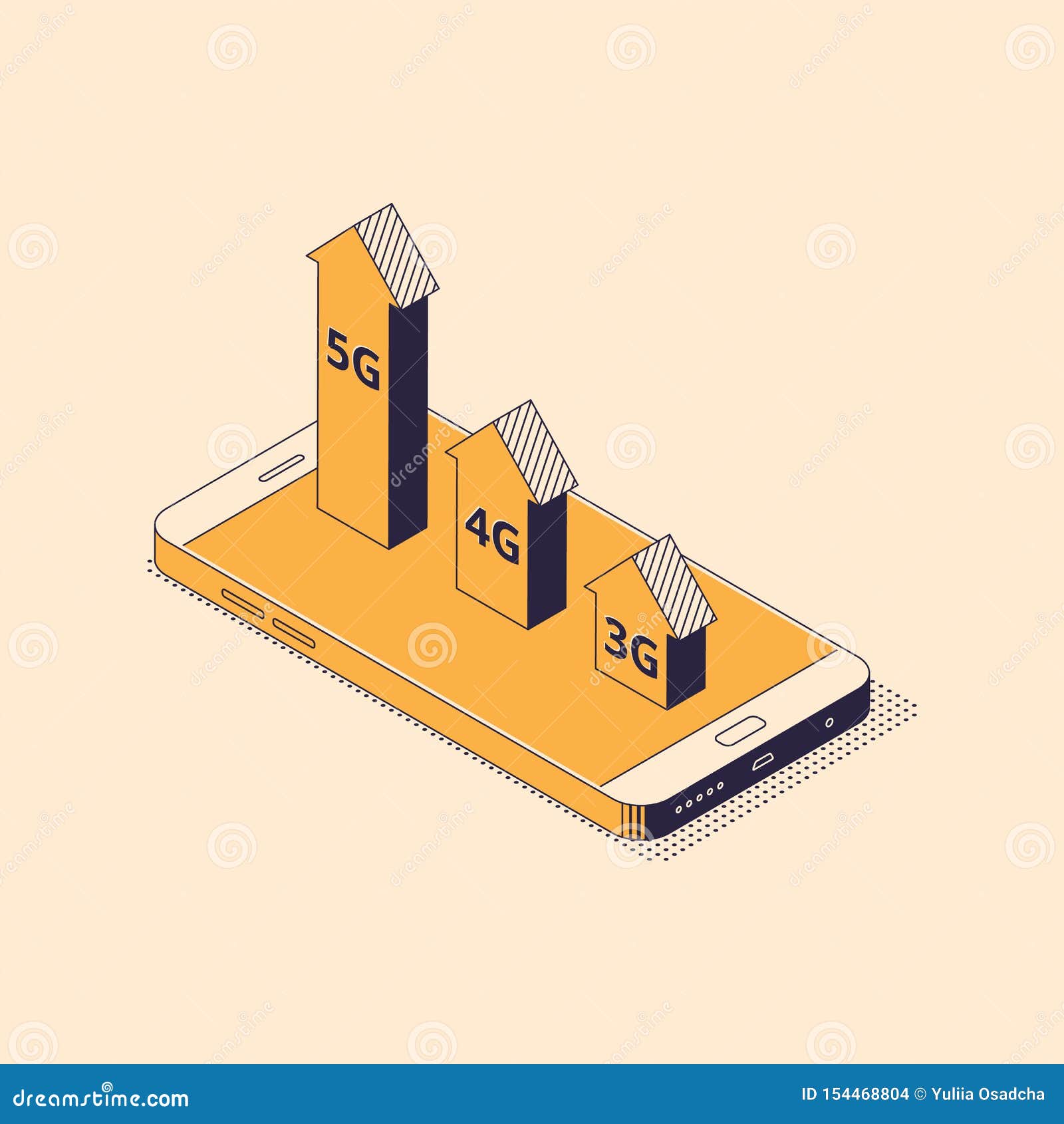 Isometric Mobile Network Technologies Concept - Smartphone with Arrows ...