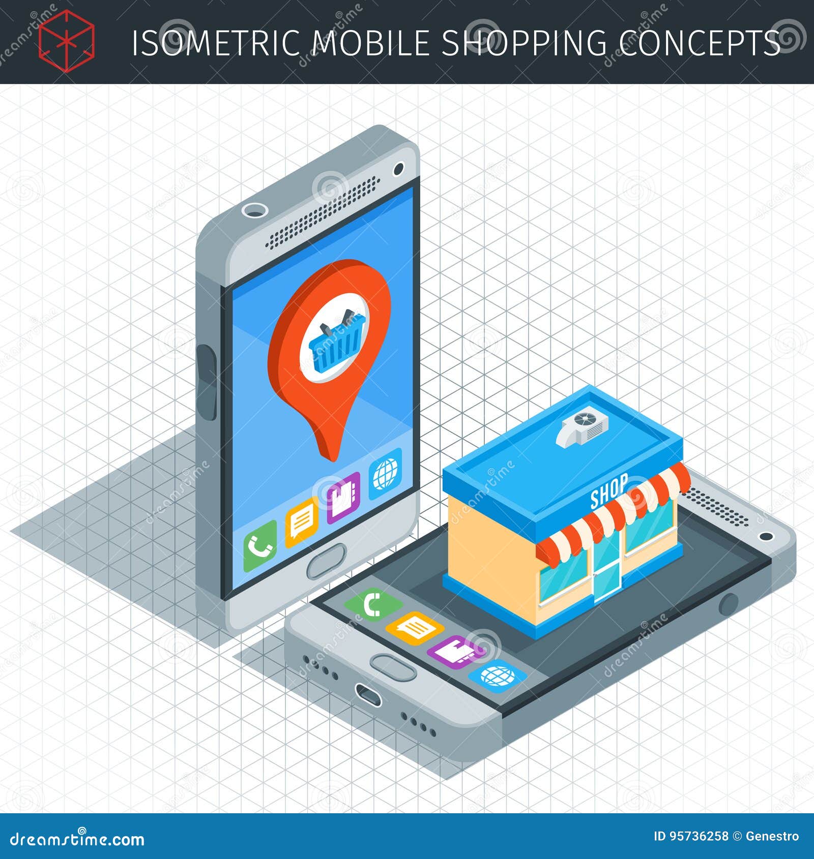 Isometric mobile phone stock vector. Illustration of guide - 95736258