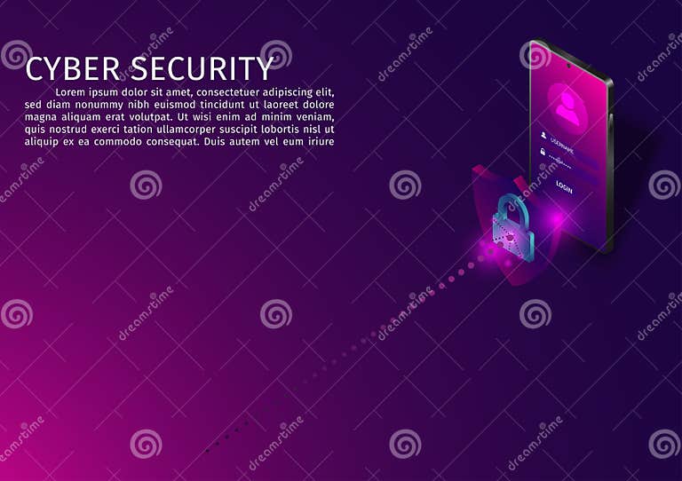 Isometric Mobile Phone Network Security Information Transfer Background. Mobile Data Security ...