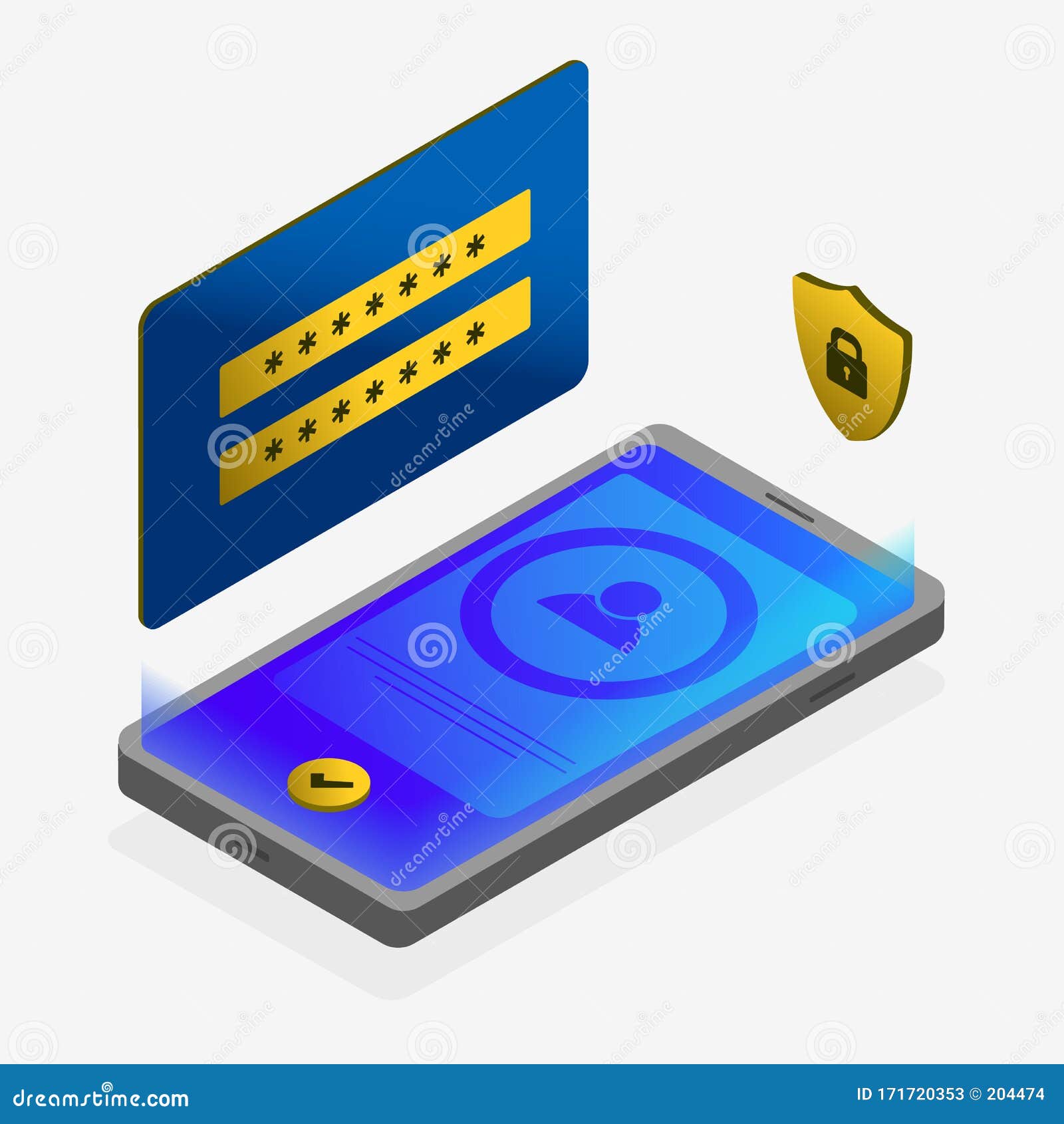 Isometric Mobile Security App Modern Concept. Application Lock Software ...