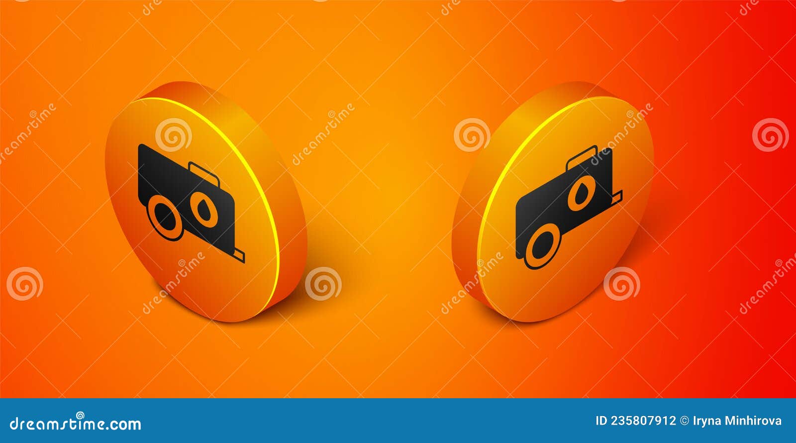 Isometric Mobile Water Tank - Bowser Icon Isolated on Orange Background ...
