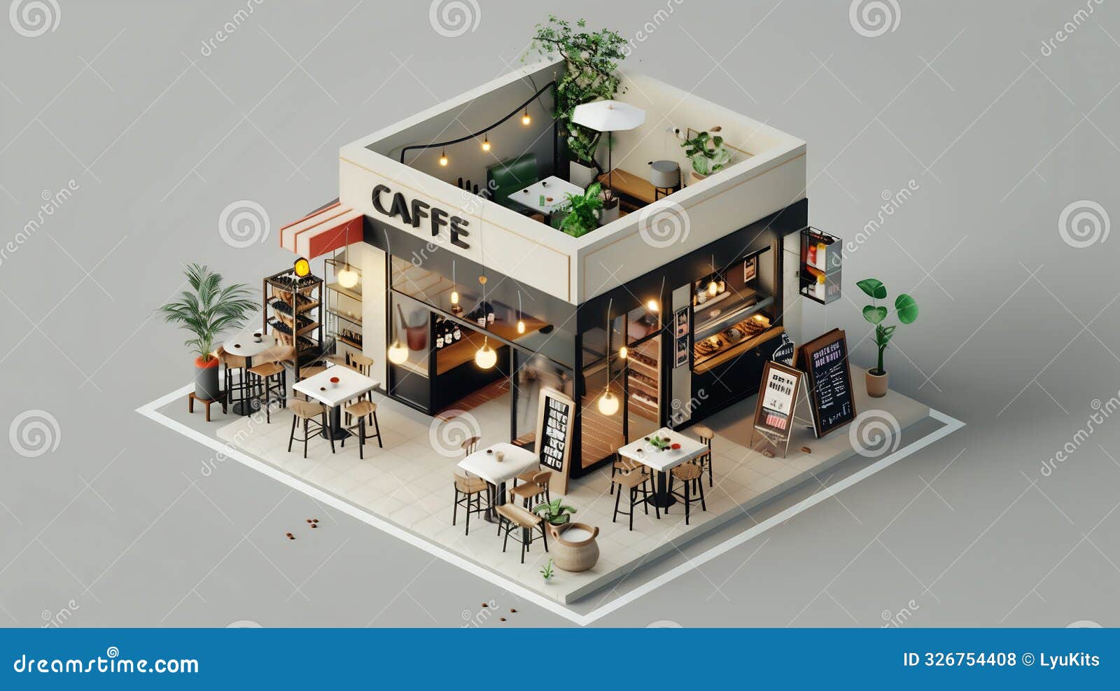 Isometric Model of Coffee Shop Stock Illustration - Illustration of ...