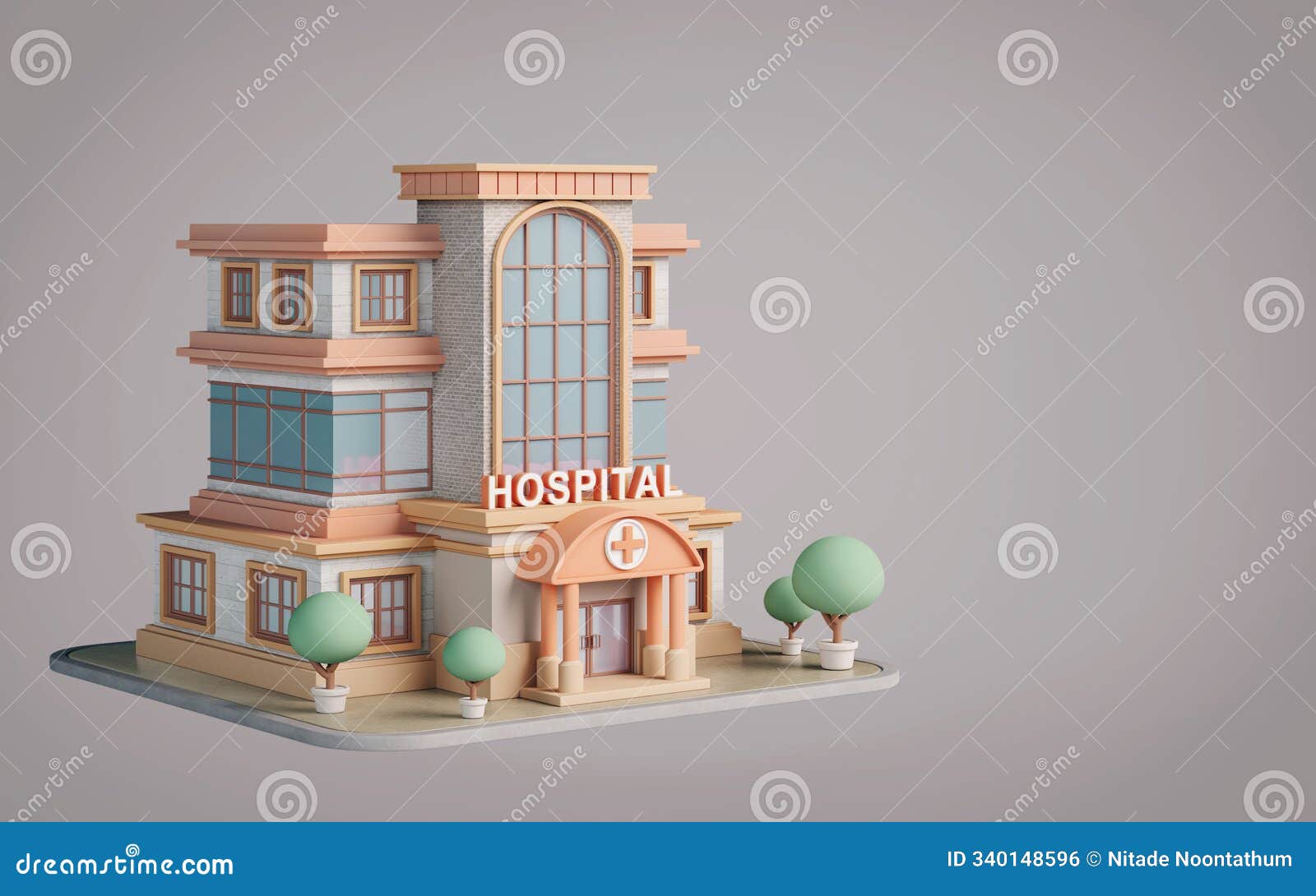 Isometric of Model Pastel Hospital Isolated on Background Stock ...
