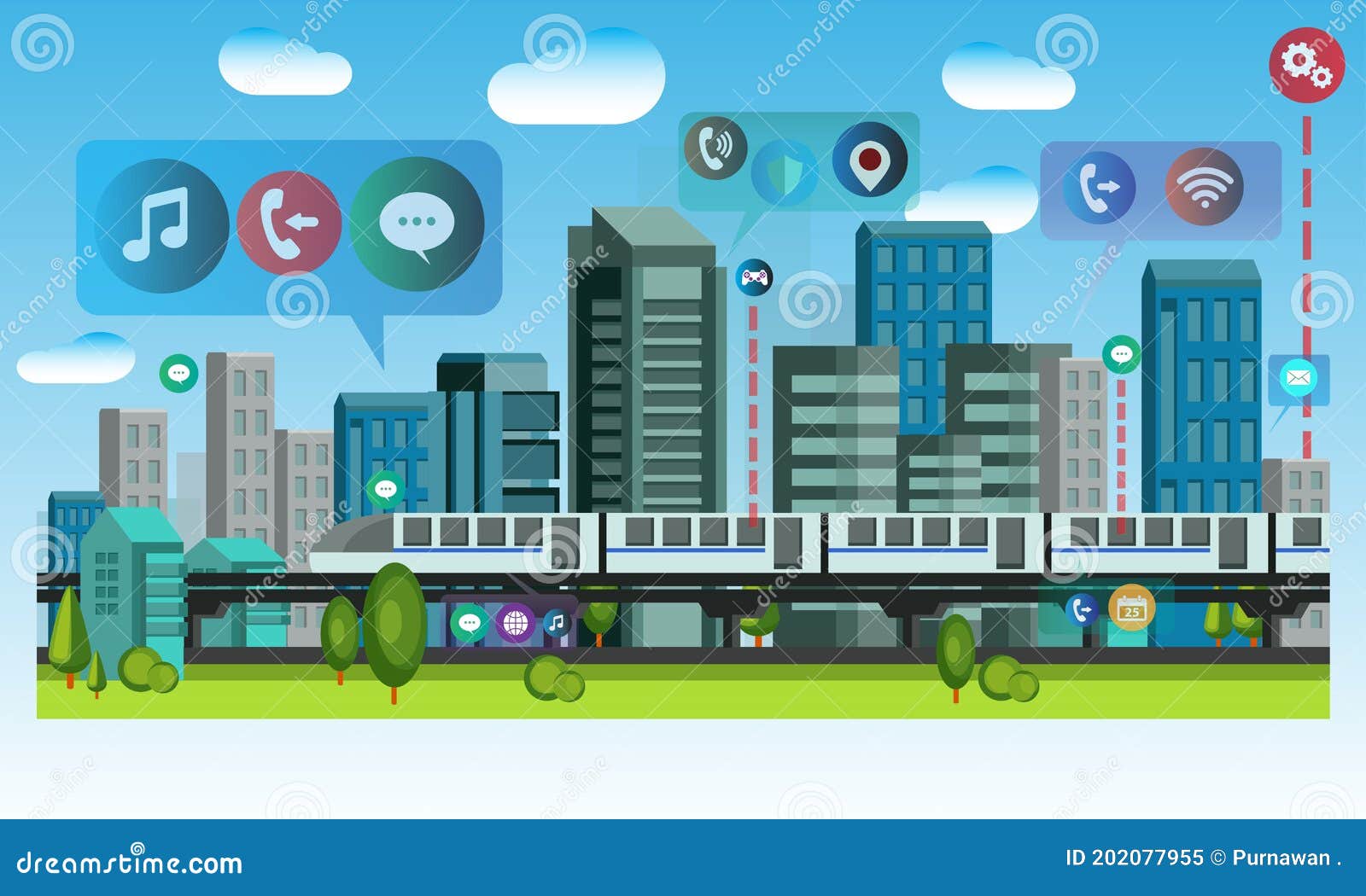 Modern Life with Technology Stock Vector - Illustration of information ...