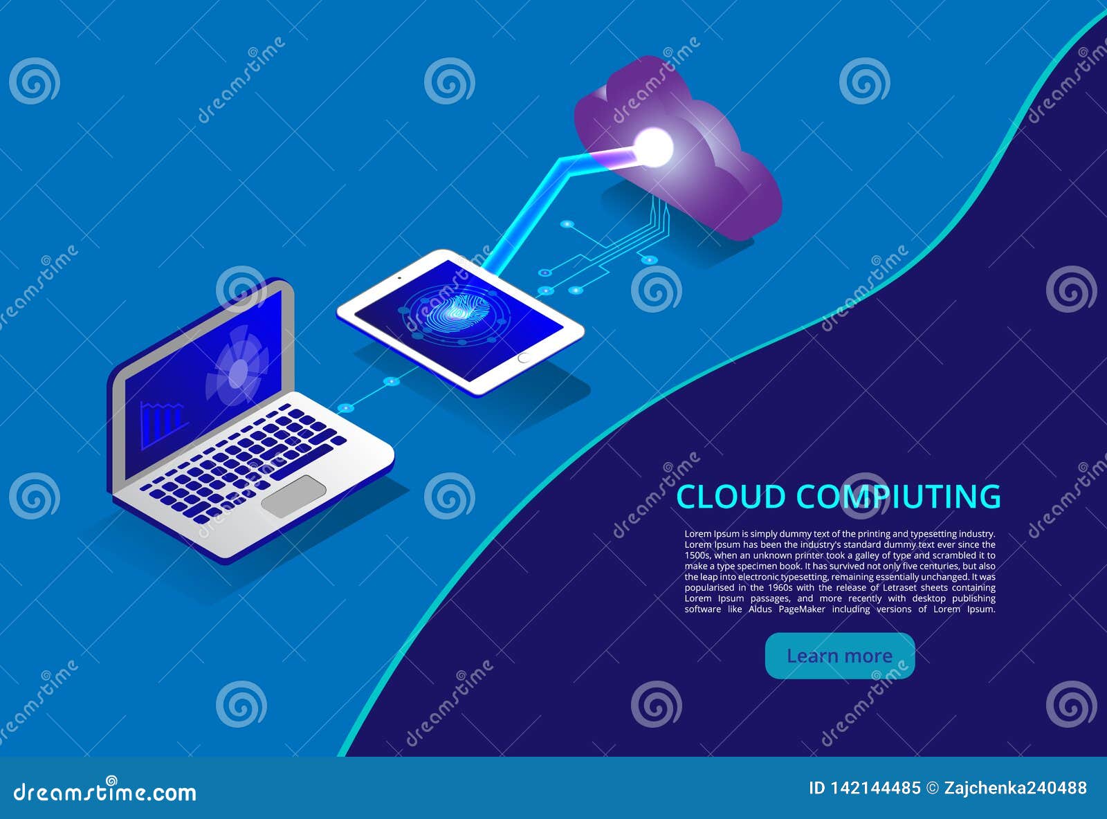 Isometric Modern Cloud Technology and Networking Concept. Web Cloud ...