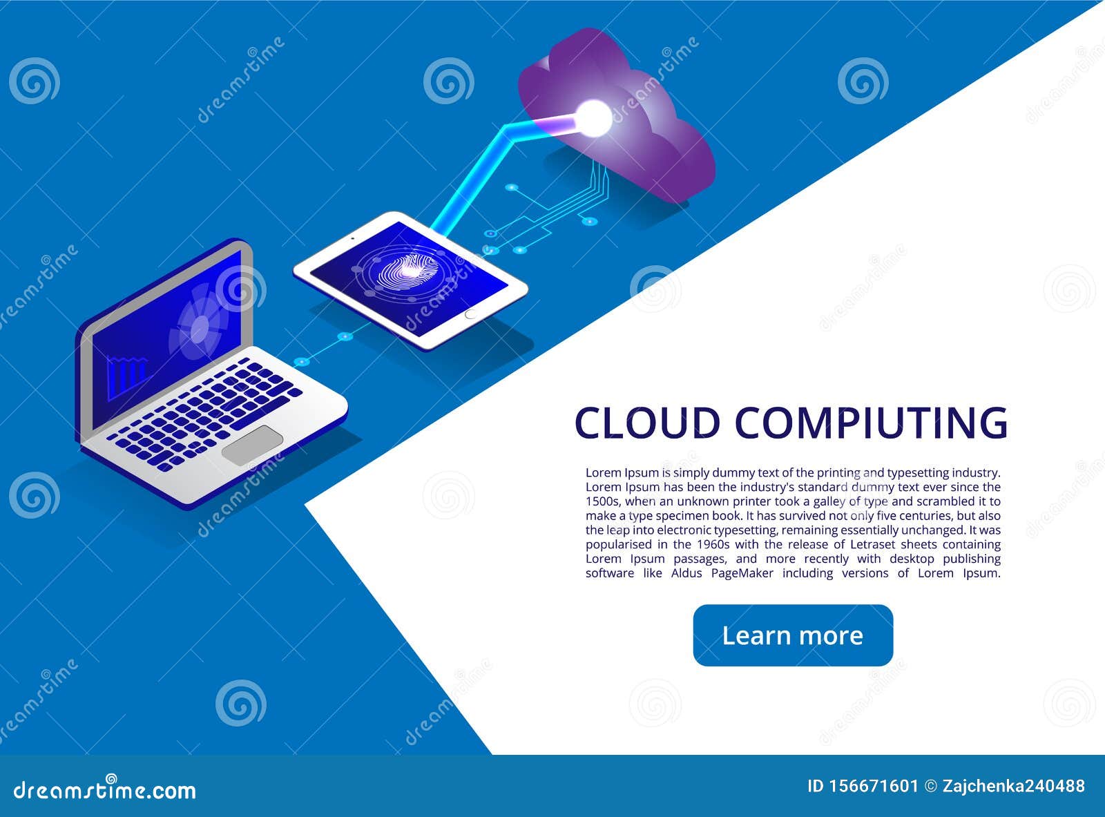 Isometric Modern Cloud Technology and Networking Concept. Web Cloud Technology Business Stock ...