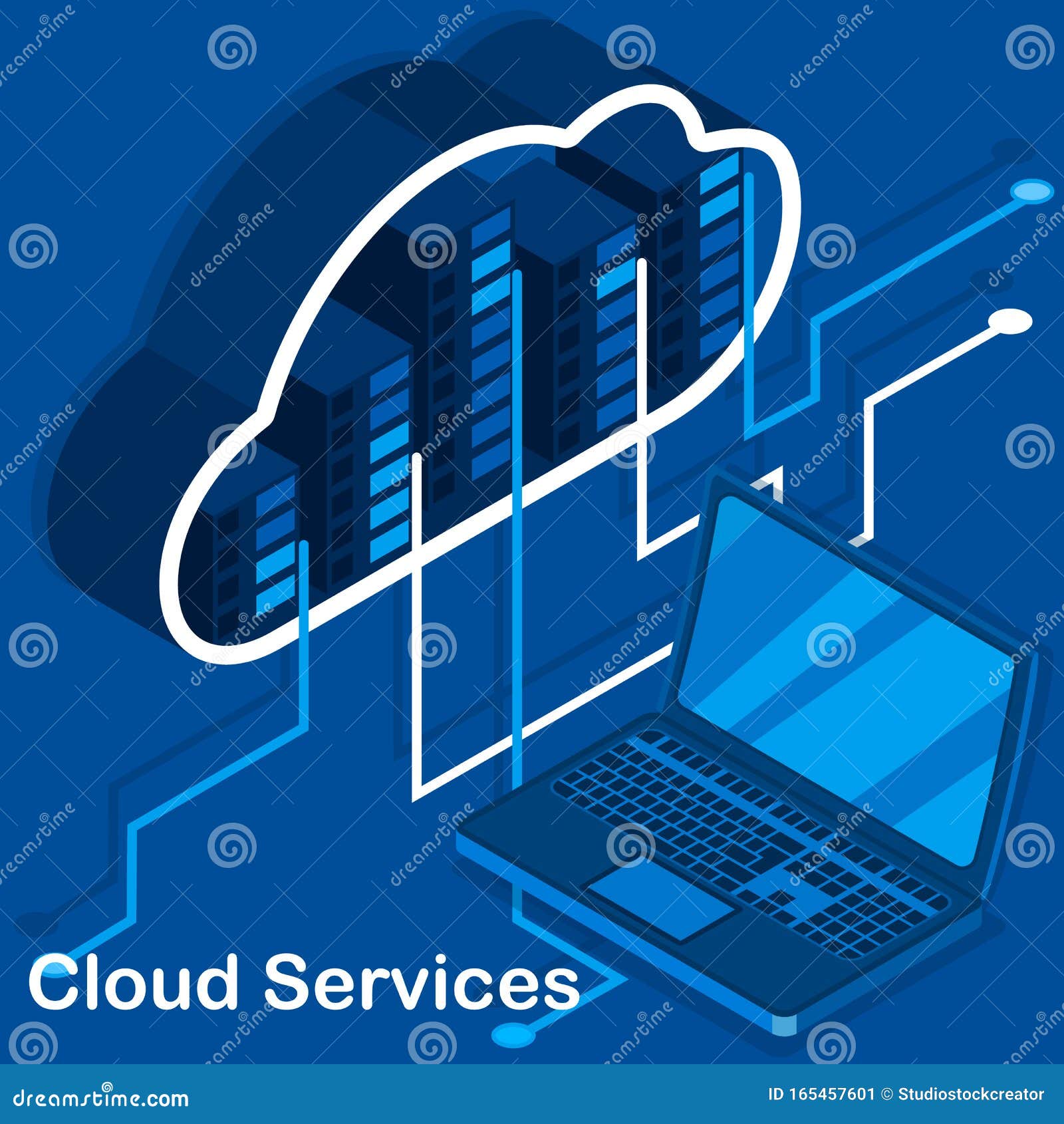 Isometric Modern Cloud Technology and Networking Concept. Web Cloud ...