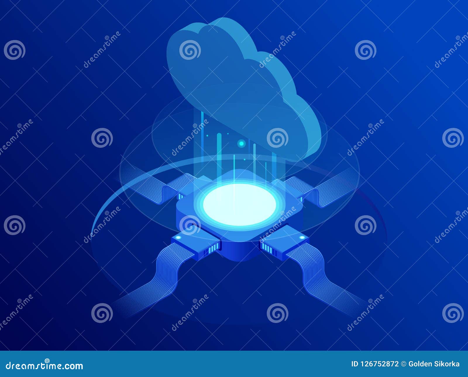 Isometric Modern Cloud Technology And Networking Concept Web Cloud Technology Business Stock