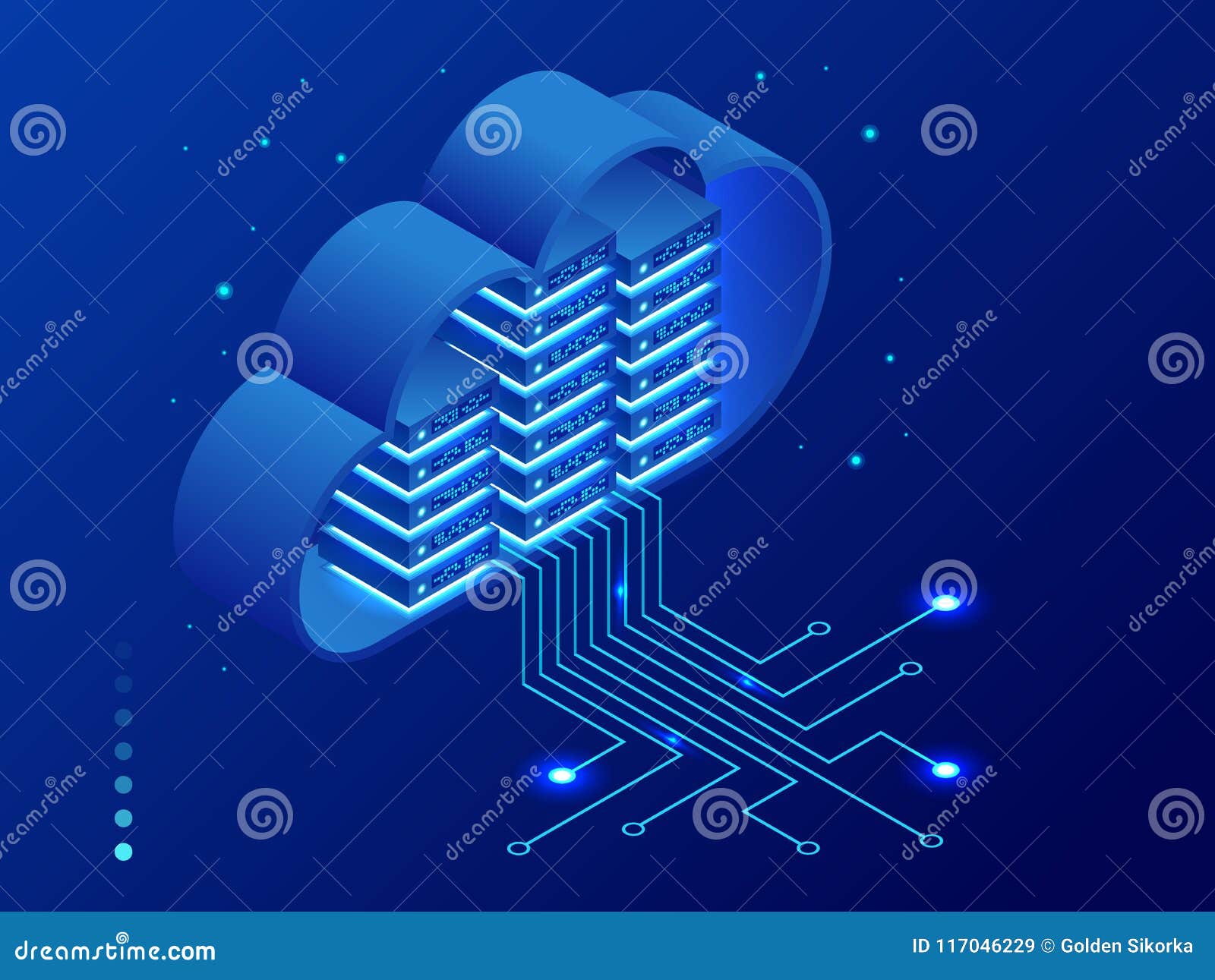 Isometric Modern Cloud Technology and Networking Concept. Web Cloud ...