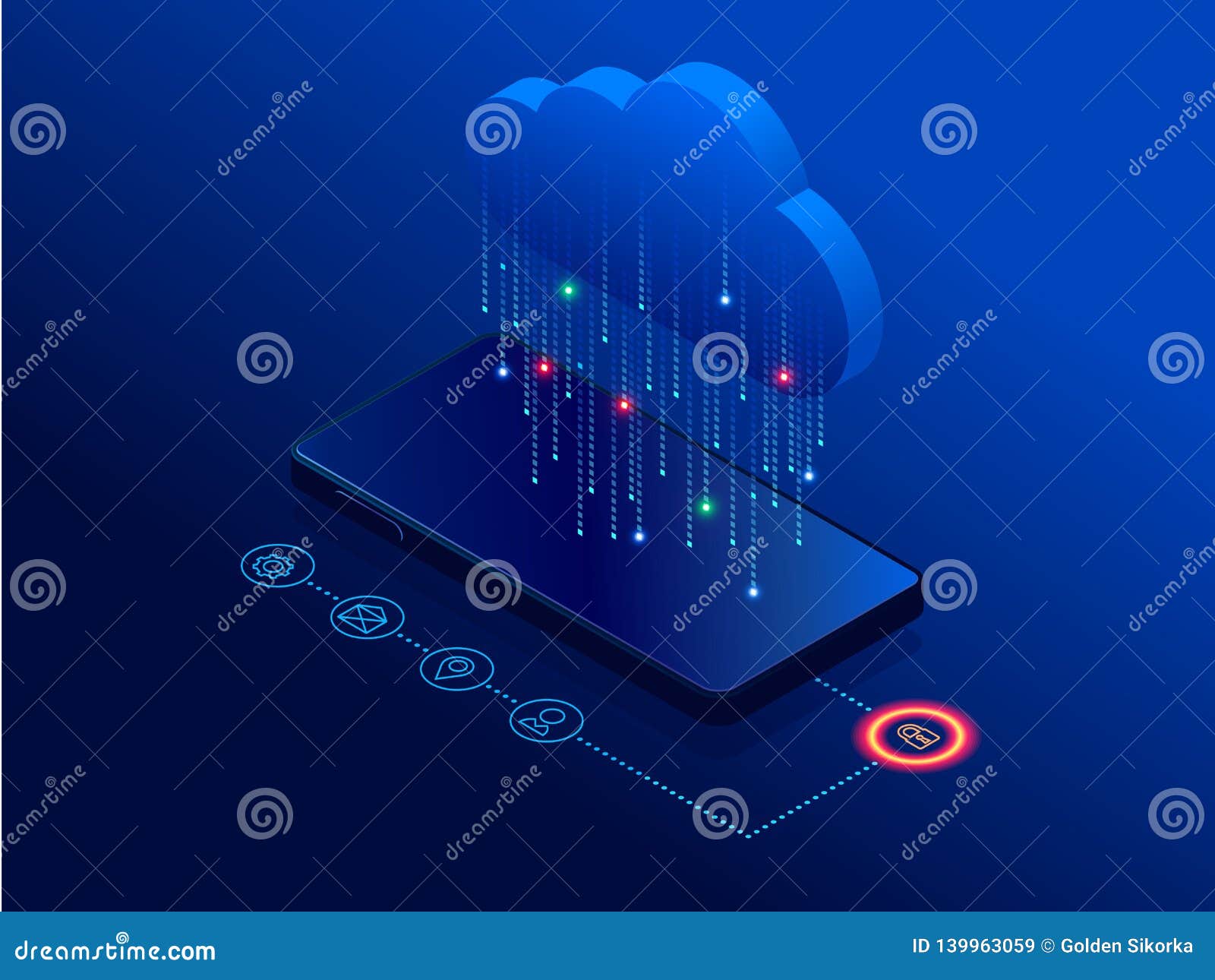 Isometric Modern Cloud Technology and Networking Concept. Web Cloud ...