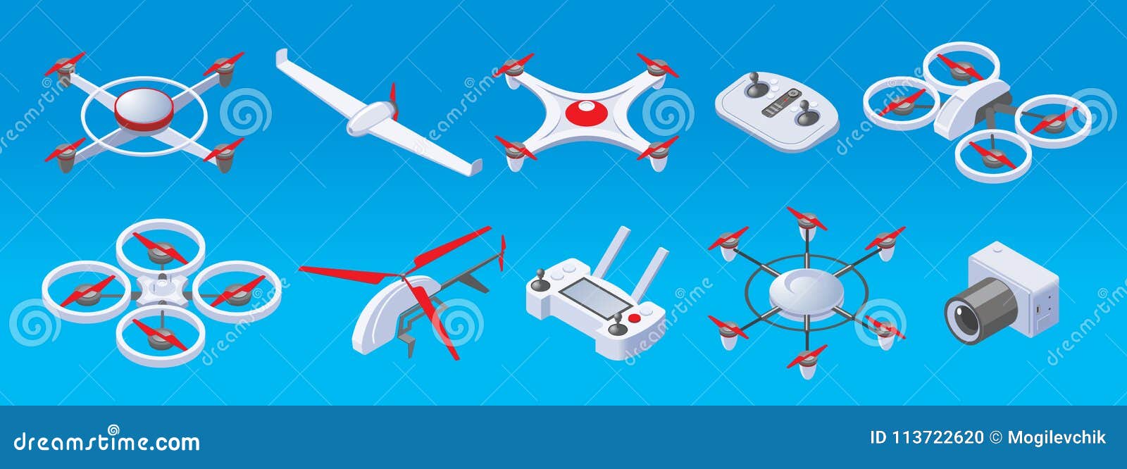 Isometric Modern Drones Set Stock Vector - Illustration of concept ...
