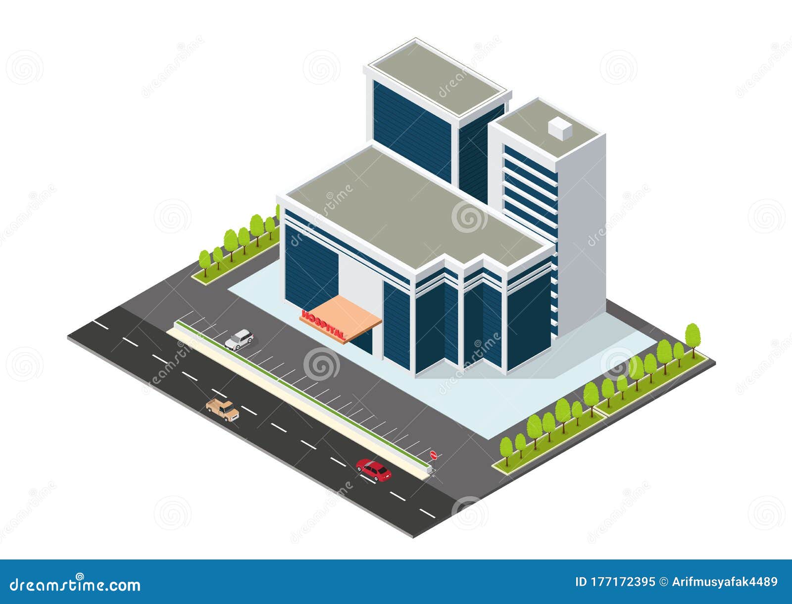 Isometric Modern Hospital Building Stock Vector - Illustration of ...