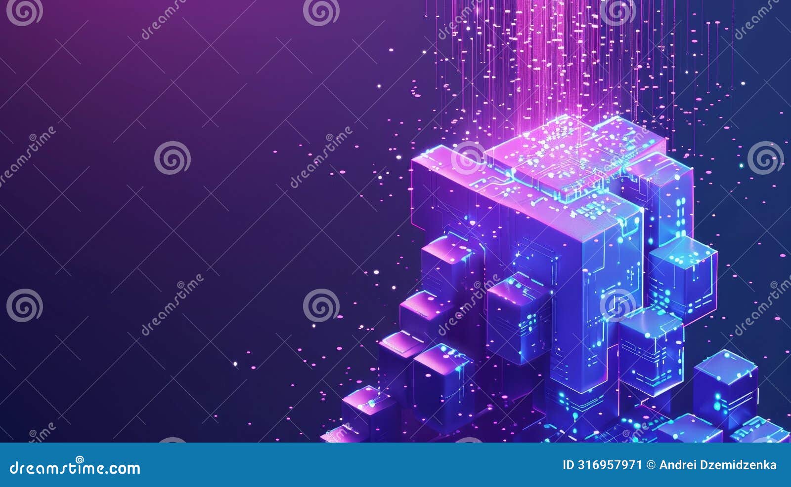 Isometric Modern Illustration of a Big Data Waterfall or Cascade with ...