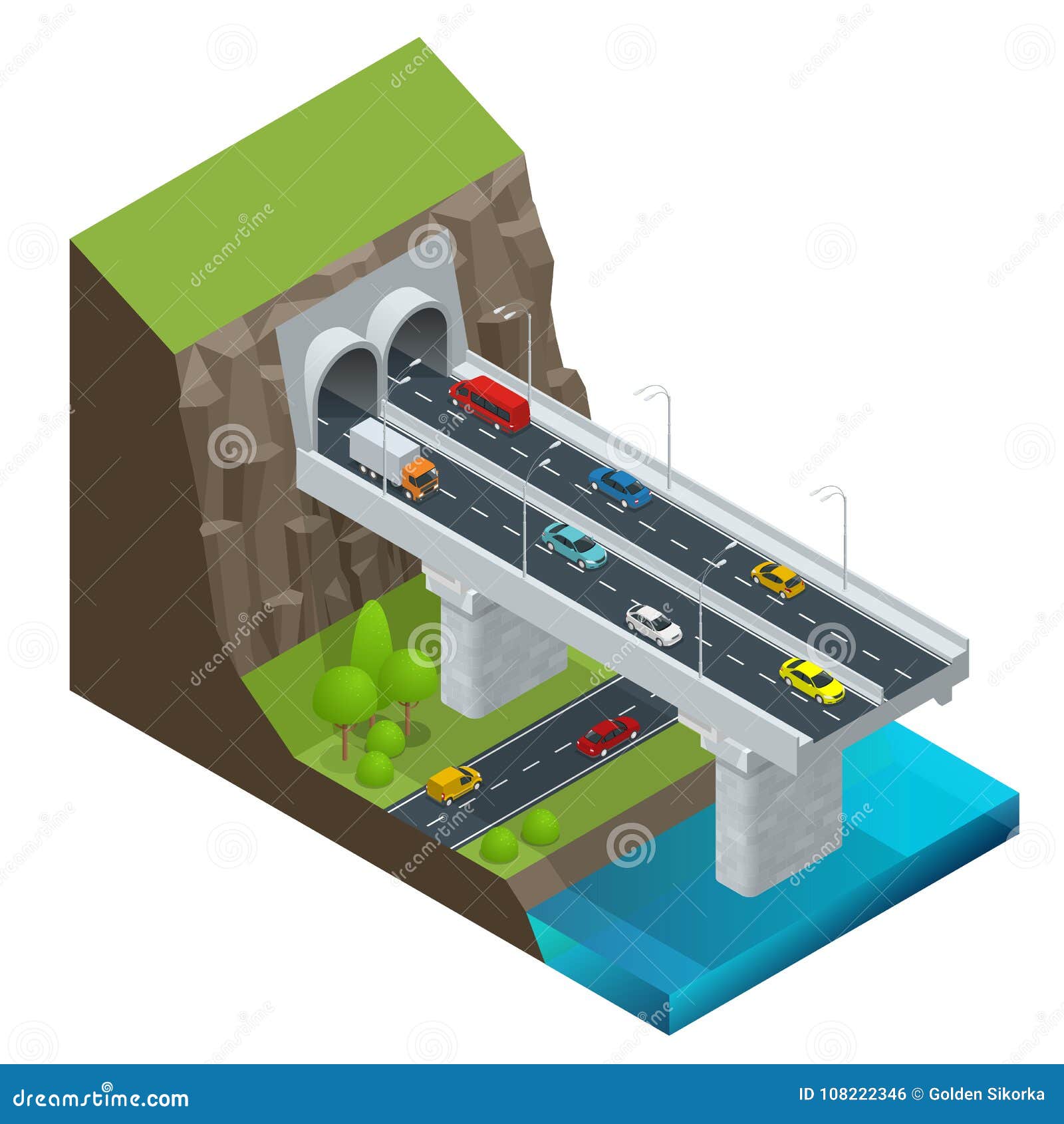 Isometric Modern Road Tunnel in the Mountain. Highway with Tunnel ... Isometric Modern Road Tunnel in the Mountain. Highway with Tunnel ...