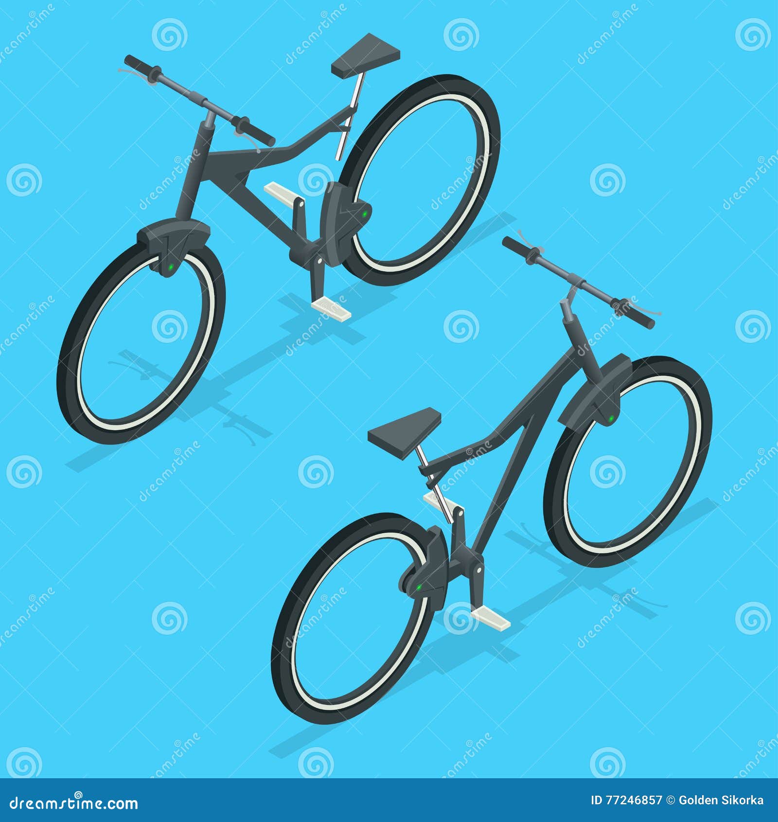 Isometric Modern Sport Bicycle on White Background High Resolution ...