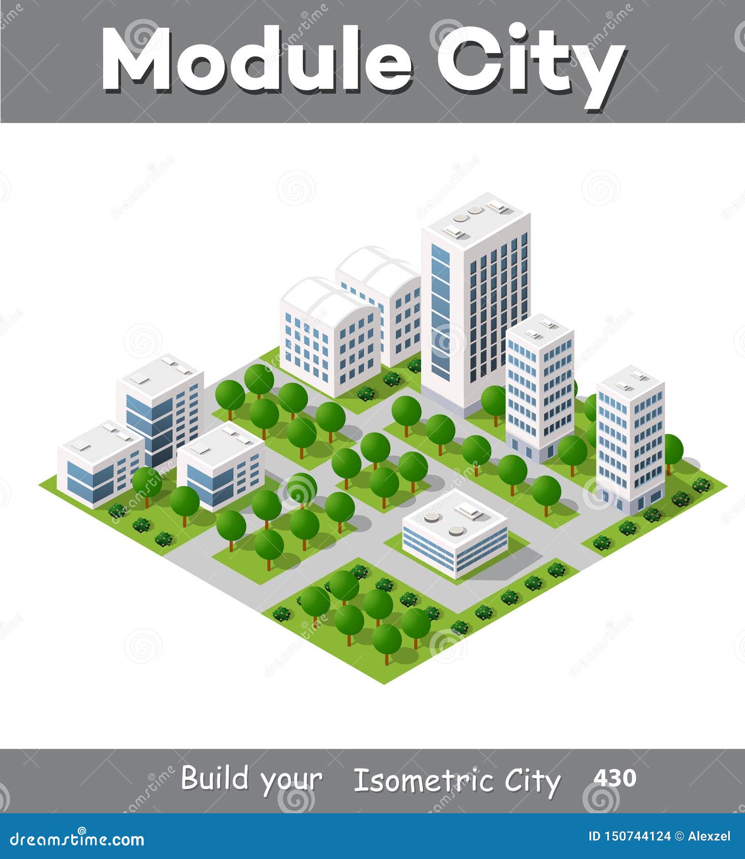 Isometric Module Area Downtown Stock Vector - Illustration of modern ...