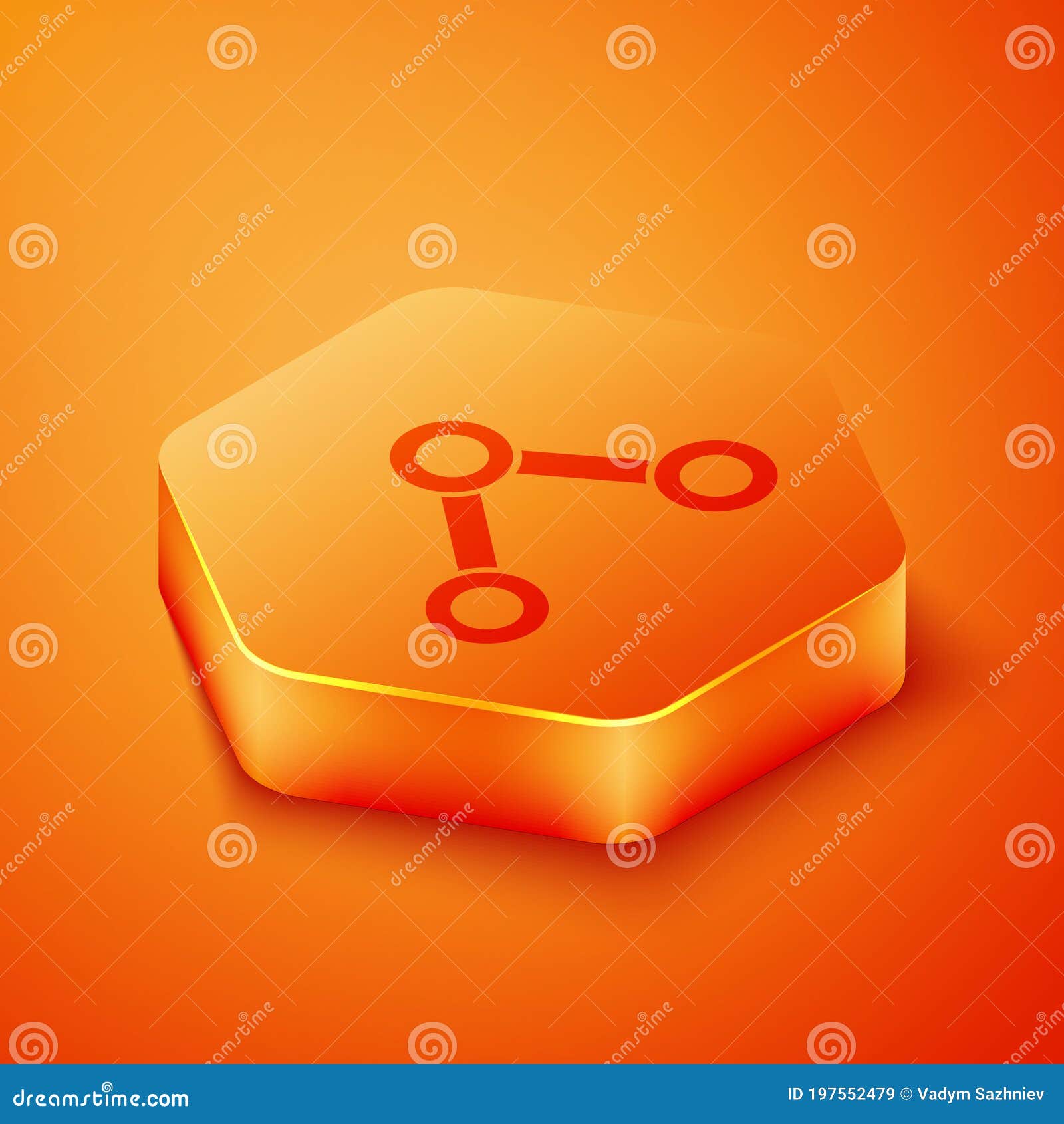 Isometric Molecule Icon Isolated on Orange Background. Structure of ...