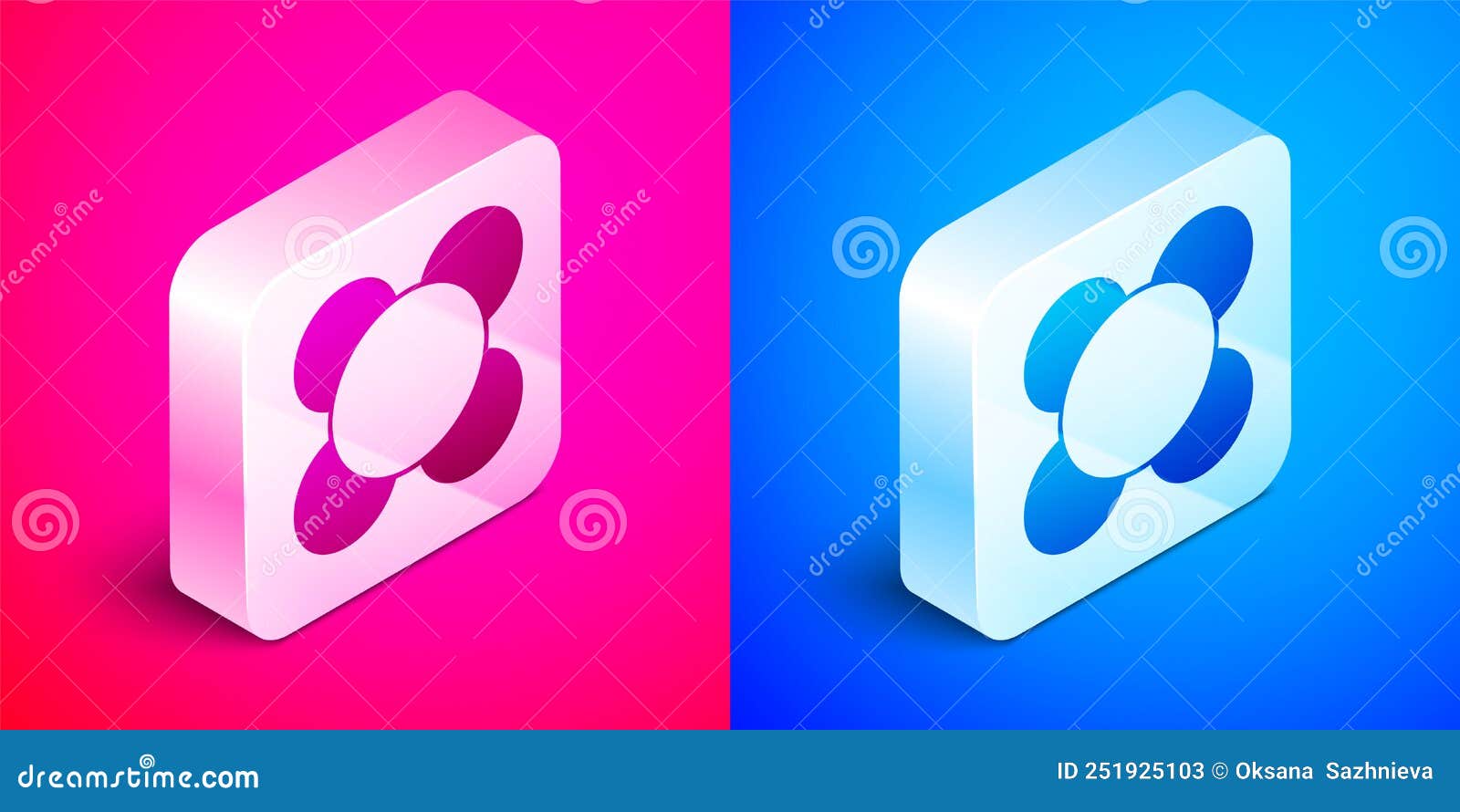 Isometric Molecule Icon Isolated on Pink and Blue Background. Structure ...