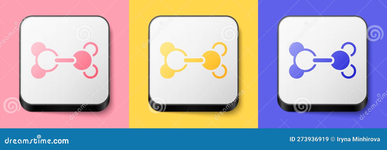 Isometric Molecule Oil Icon Isolated On Pink, Yellow And Blue ...
