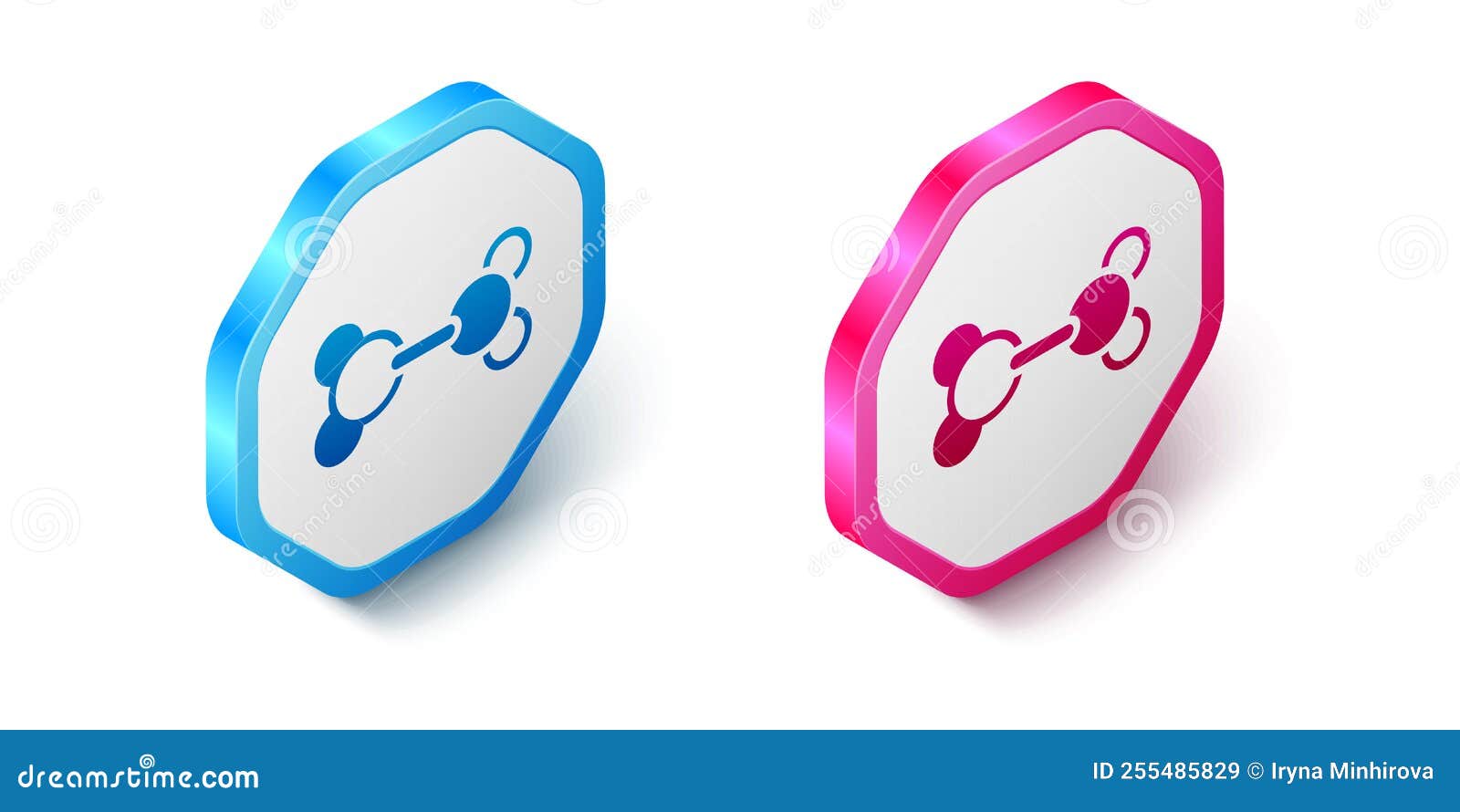 Isometric Molecule Icon Isolated on White Background. Structure of ...