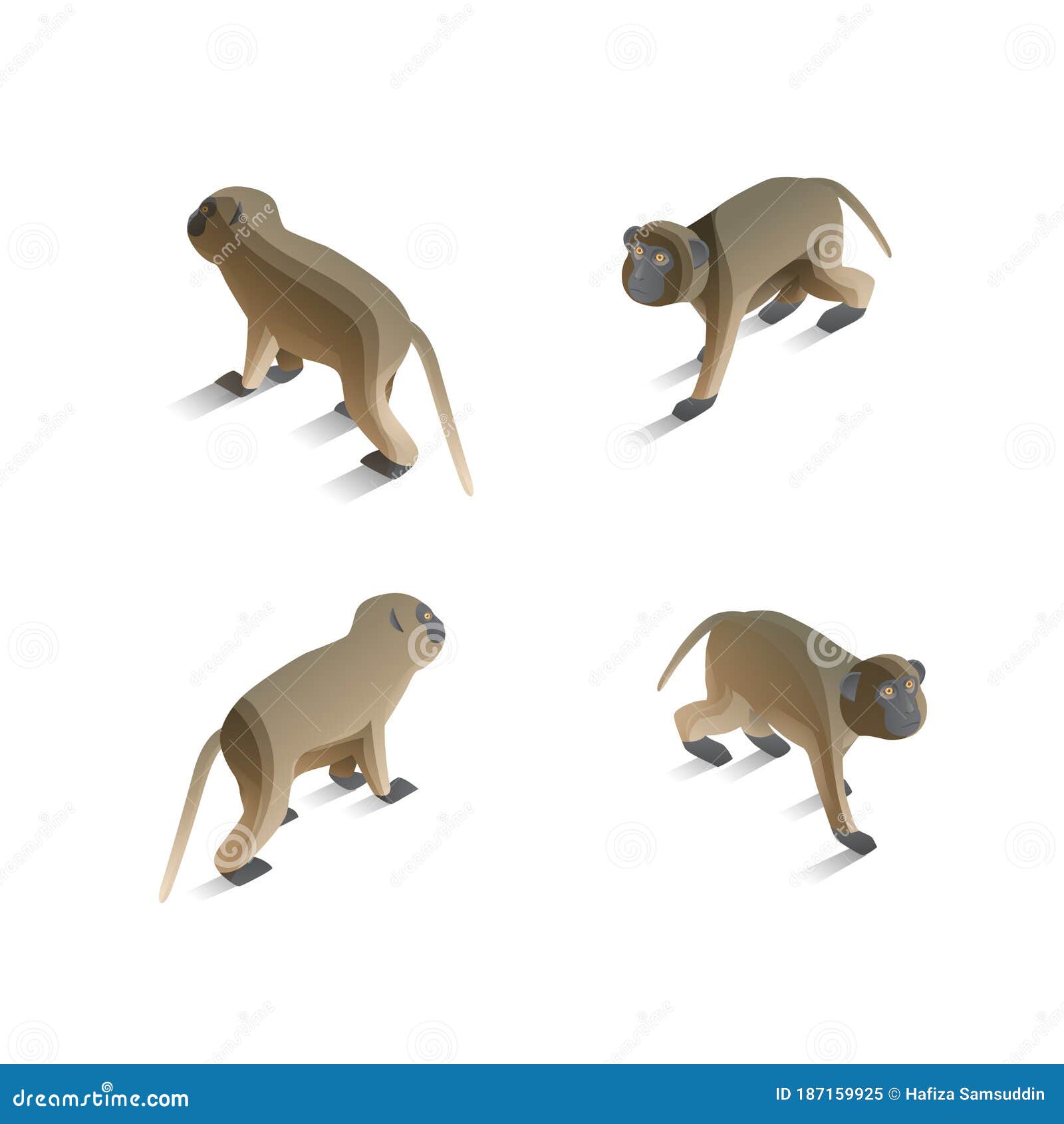 Isometric Monkeys. Vector Illustration Decorative Design Stock Vector ...