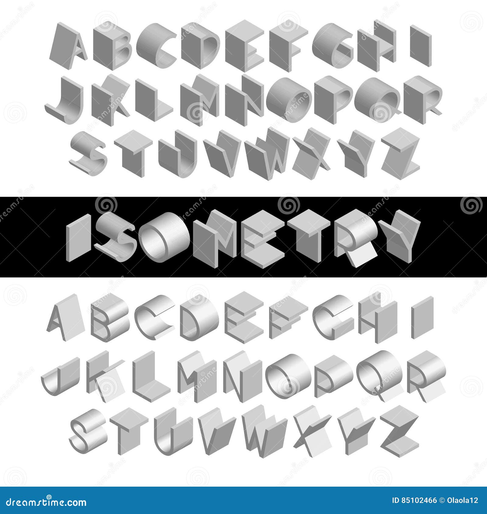 Isometric monochrome font stock vector. Illustration of learn - 85102466