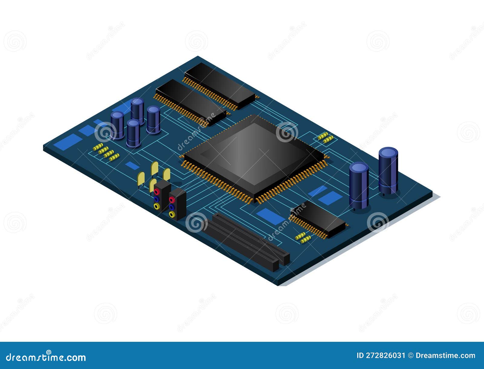 Isometric Motherboard Computer Stock Vector - Illustration of chip ...