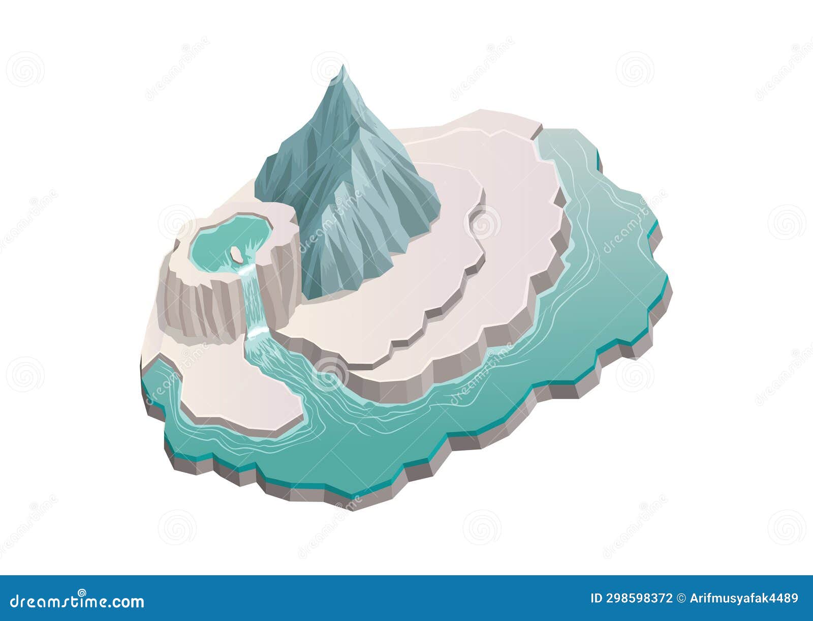 Isometric mountain island stock vector. Illustration of design - 298598372