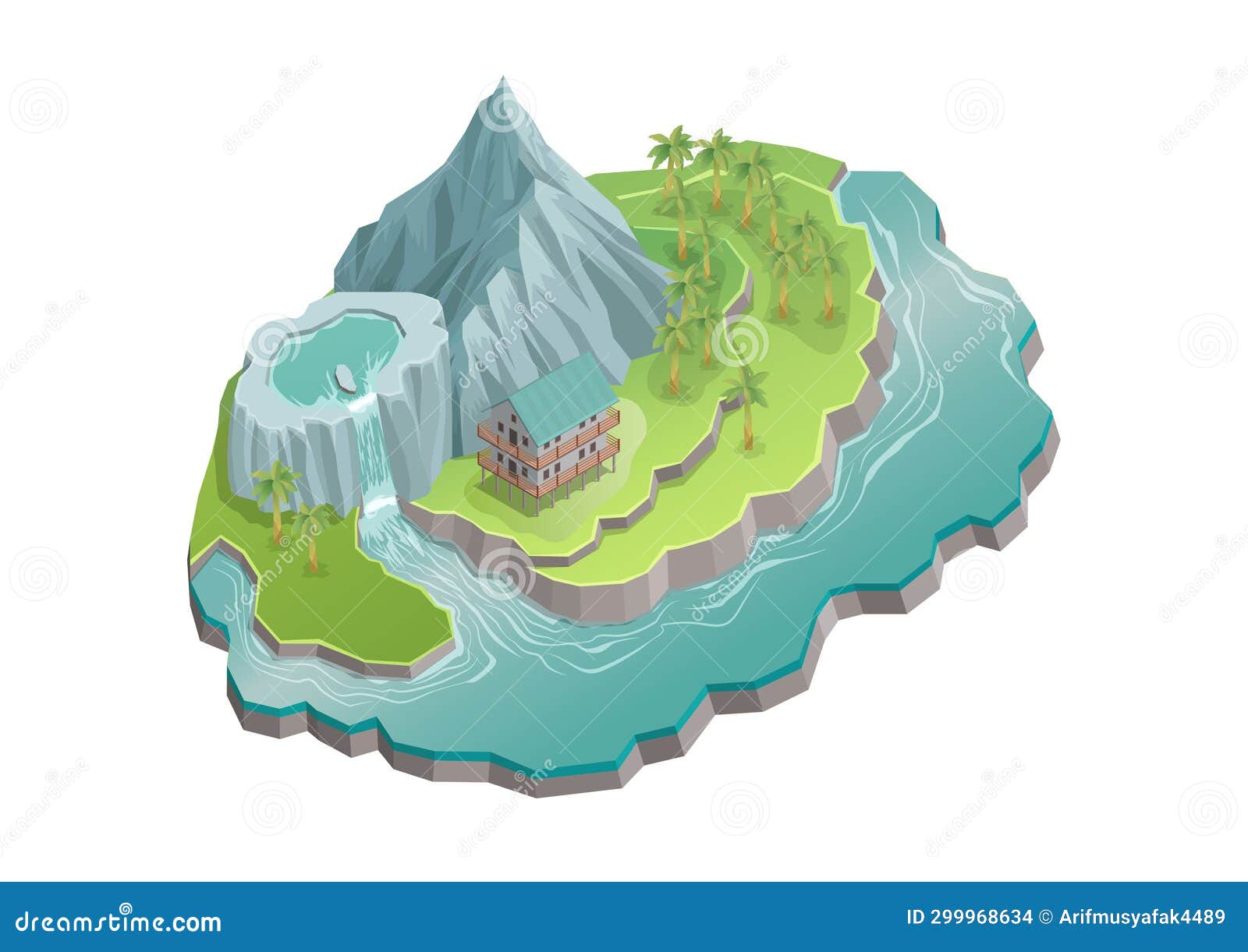 Set Of Isometric Map Mountain Object. Isometric Mountains Contour With ...
